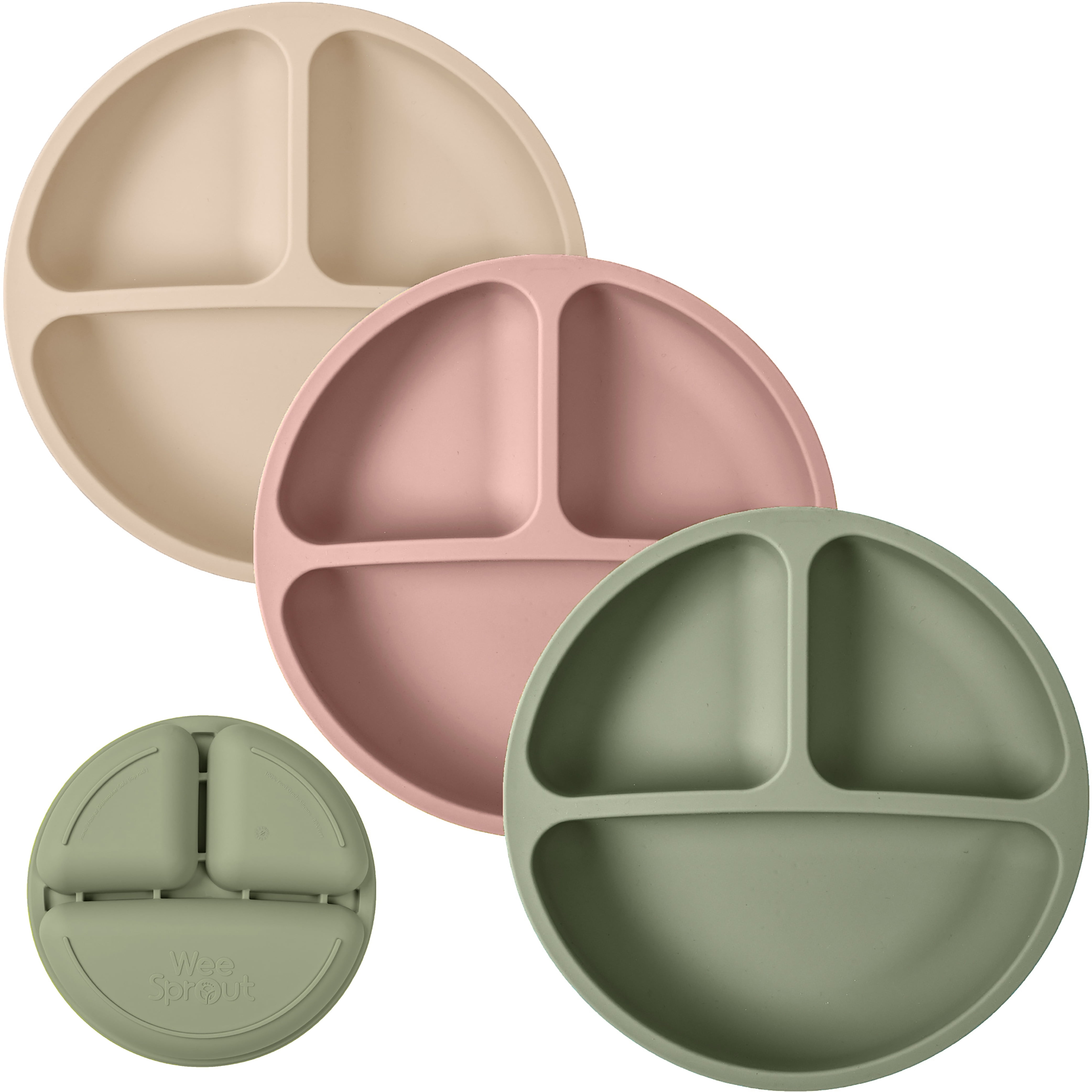 WeeSprout Toddler Plates, Silicone Divided Dishes for Toddlers and Kids ...