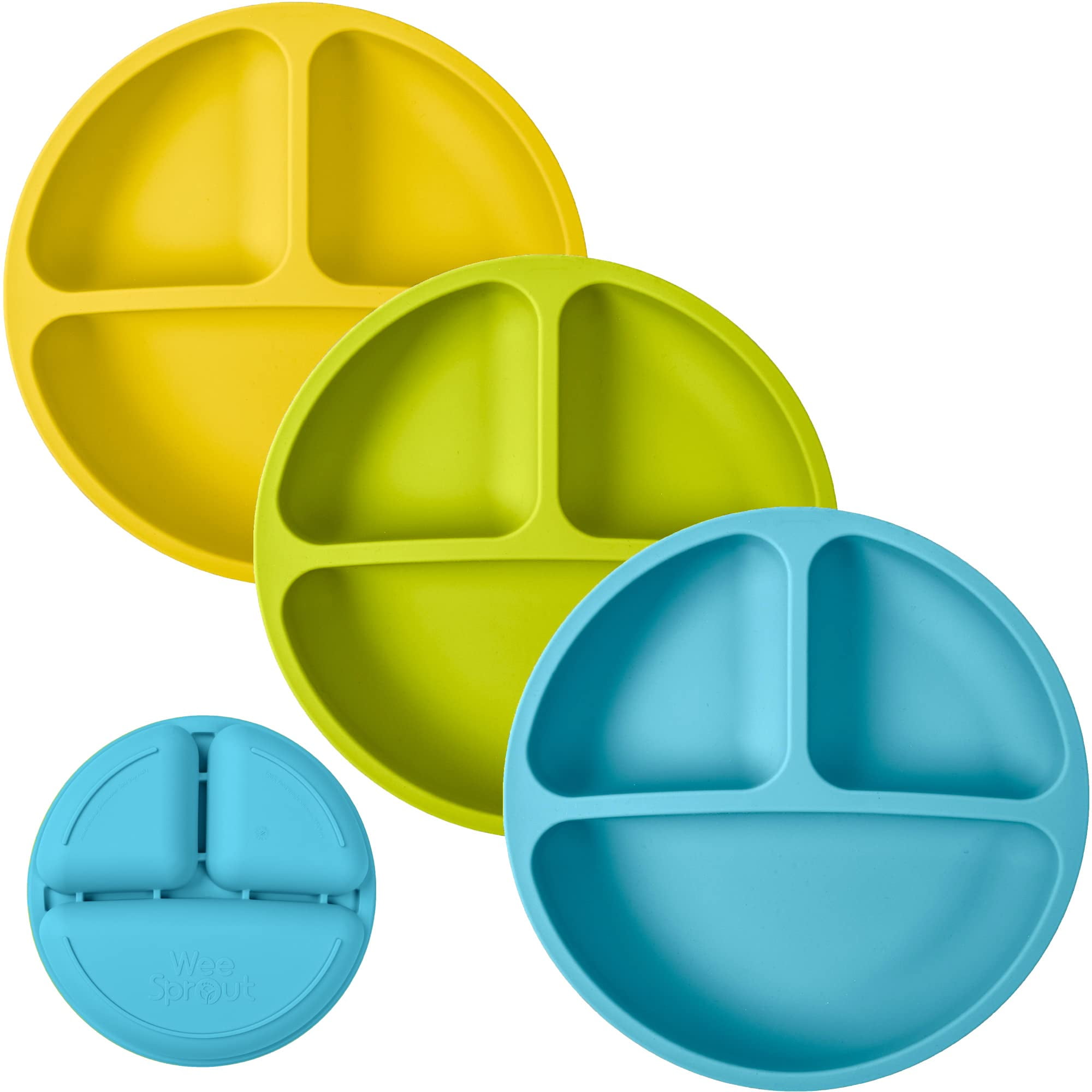 WeeSprout Kids Plates, Food Grade Silicone, Divided Plates for Kids, 3 ...