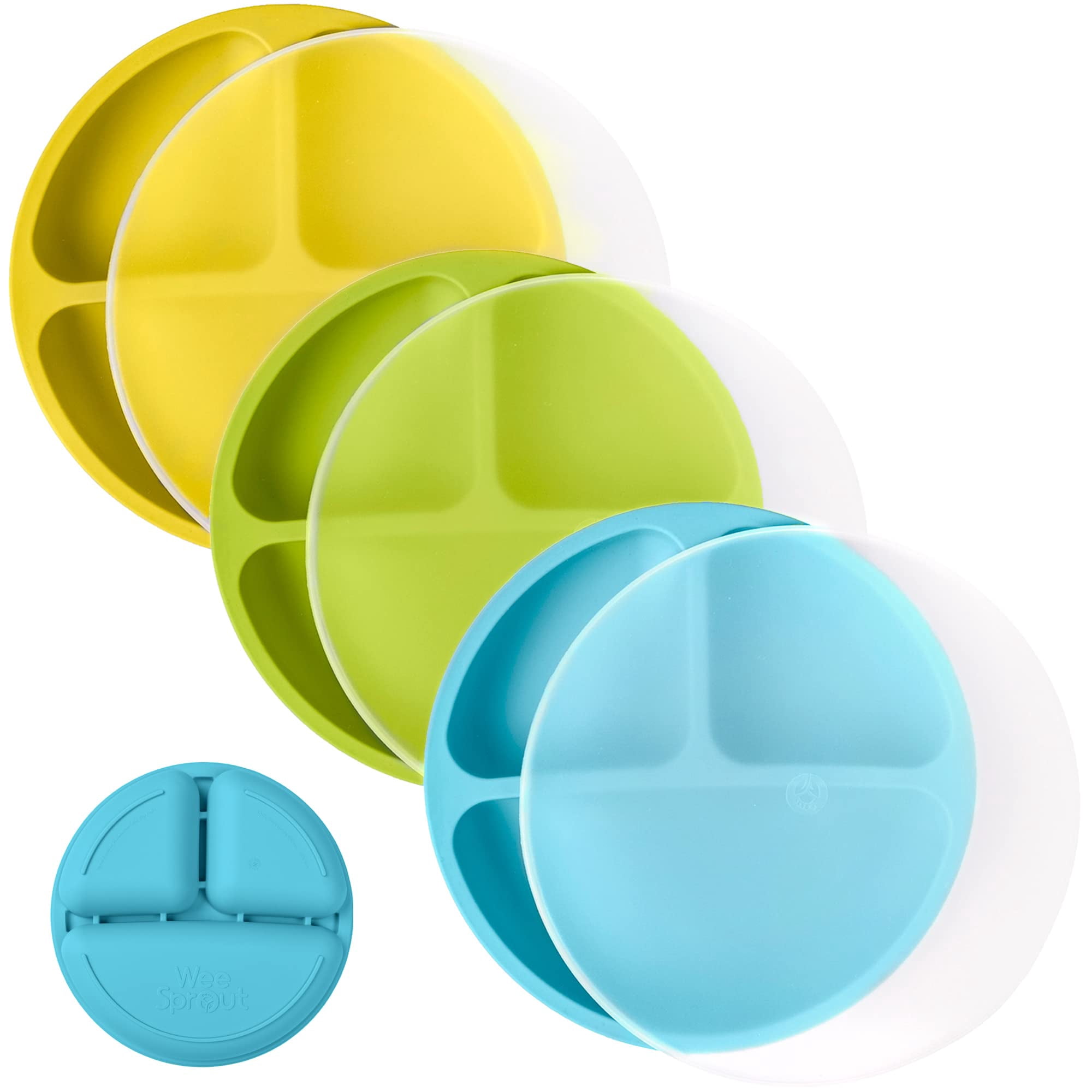 WeeSprout Toddler Plates, Silicone Divided Dishes for Toddlers and Kids ...