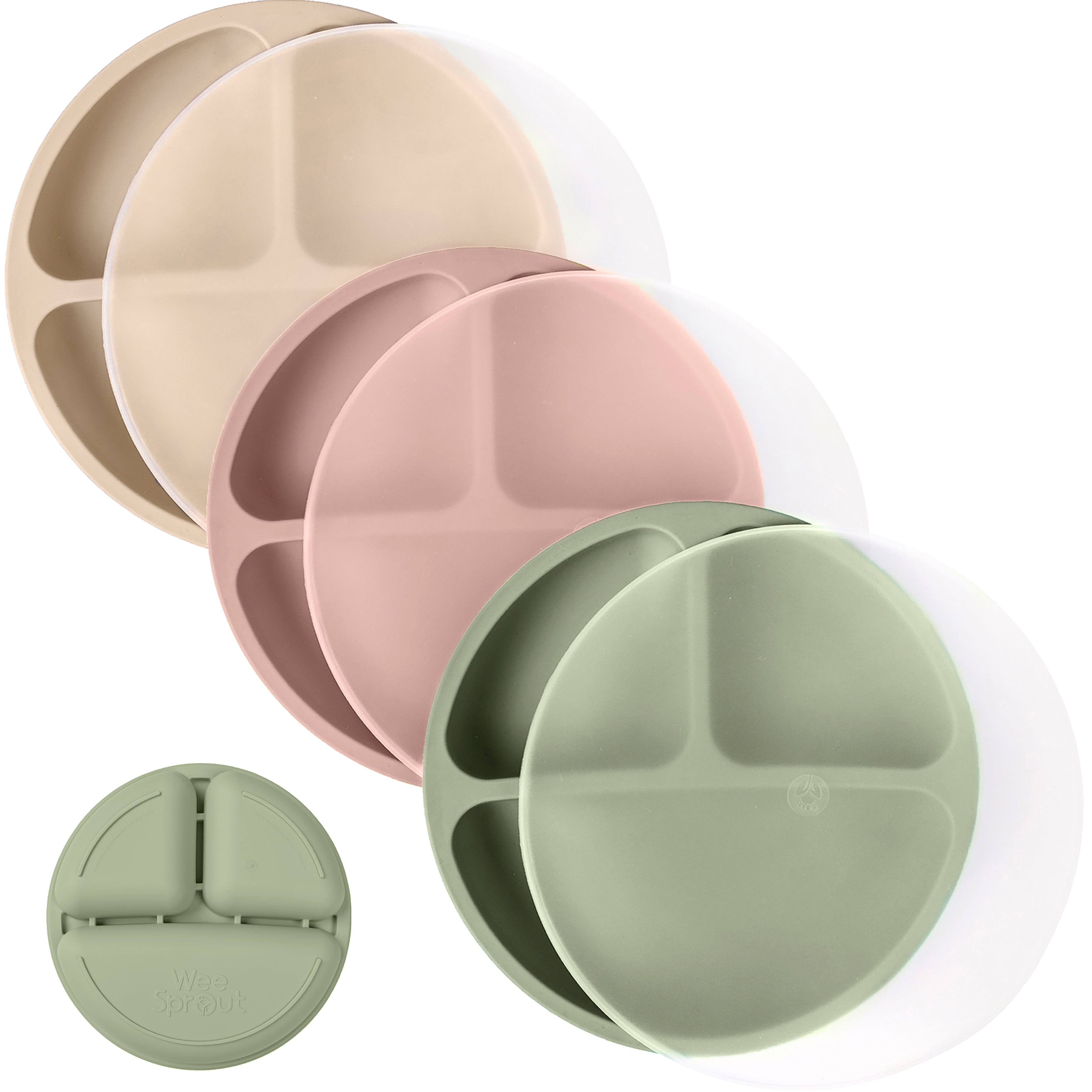 WeeSprout Toddler Plates 3pk Silicone Divided Dishes for Kids - Walmart.com