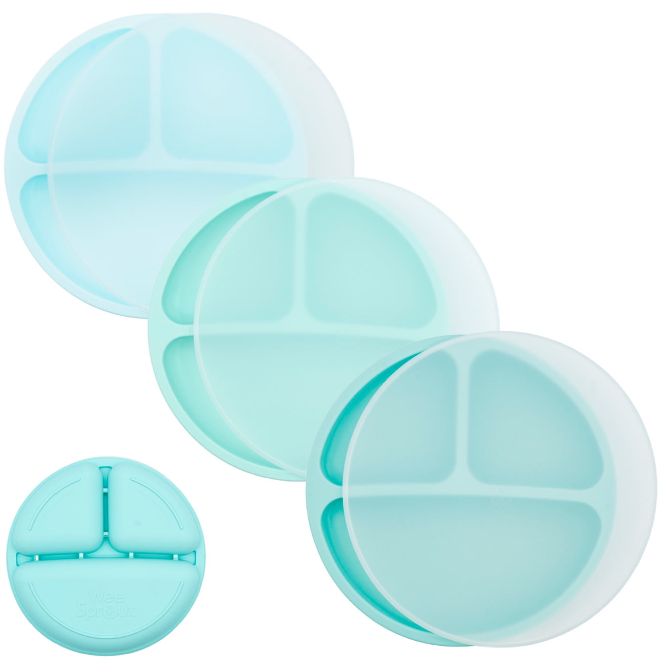 WeeSprout Silicone Plates with Lids for Babies & Toddlers, 100% Food ...