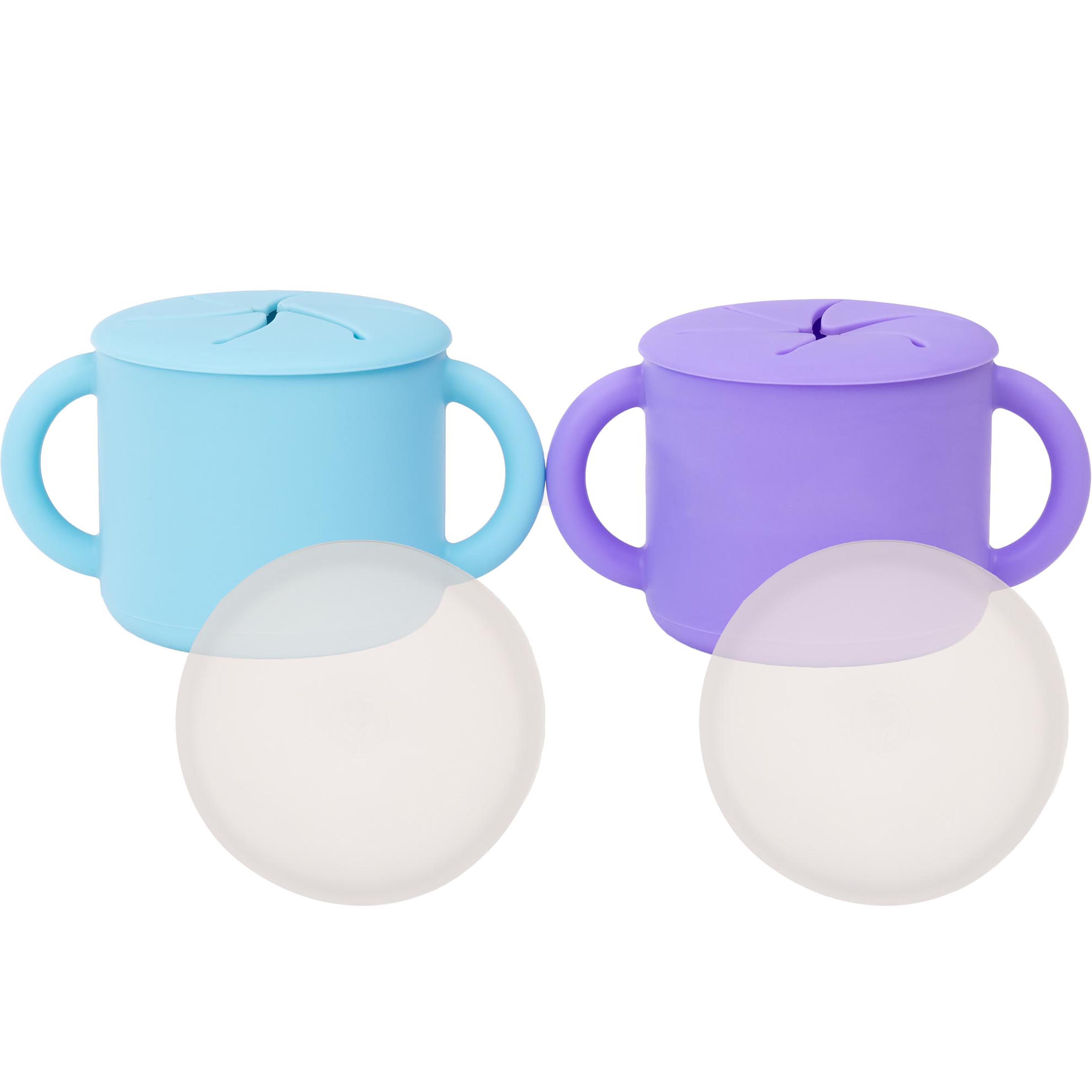 WeeSprout Snack Containers, Food Grade Silicone Cups, Spill-Proof Tops ...