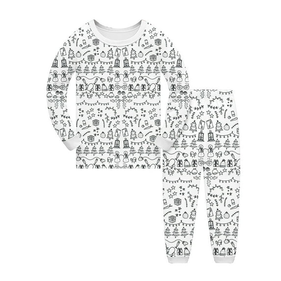 Weebloom Colorable Pajamas For Kids Christmas Hand Drawn Print Pajama Girls Boys Festive Holiday ...