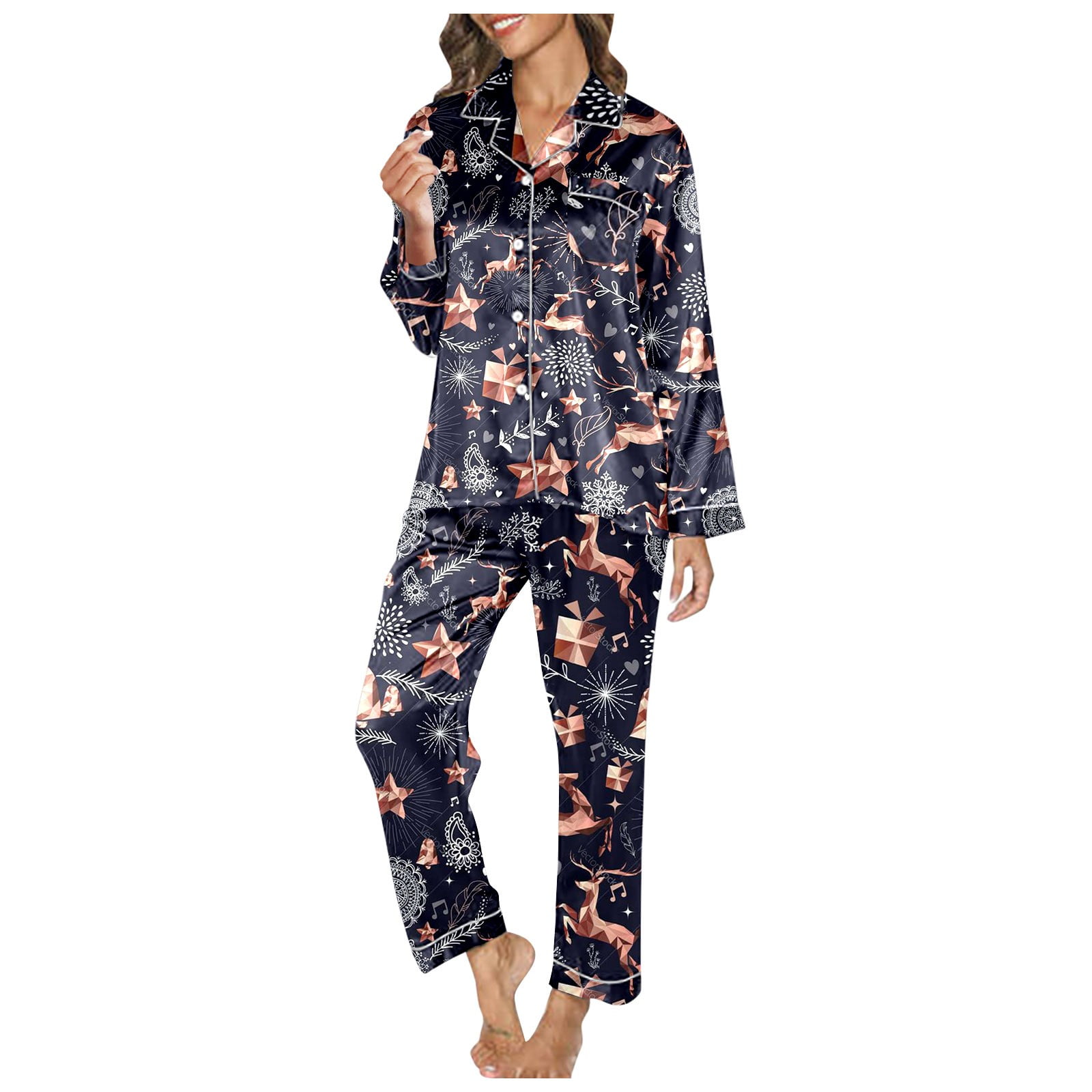 Weebloom Funny Pajamas For Women Winter Prints Long Pants Sets Soft ...