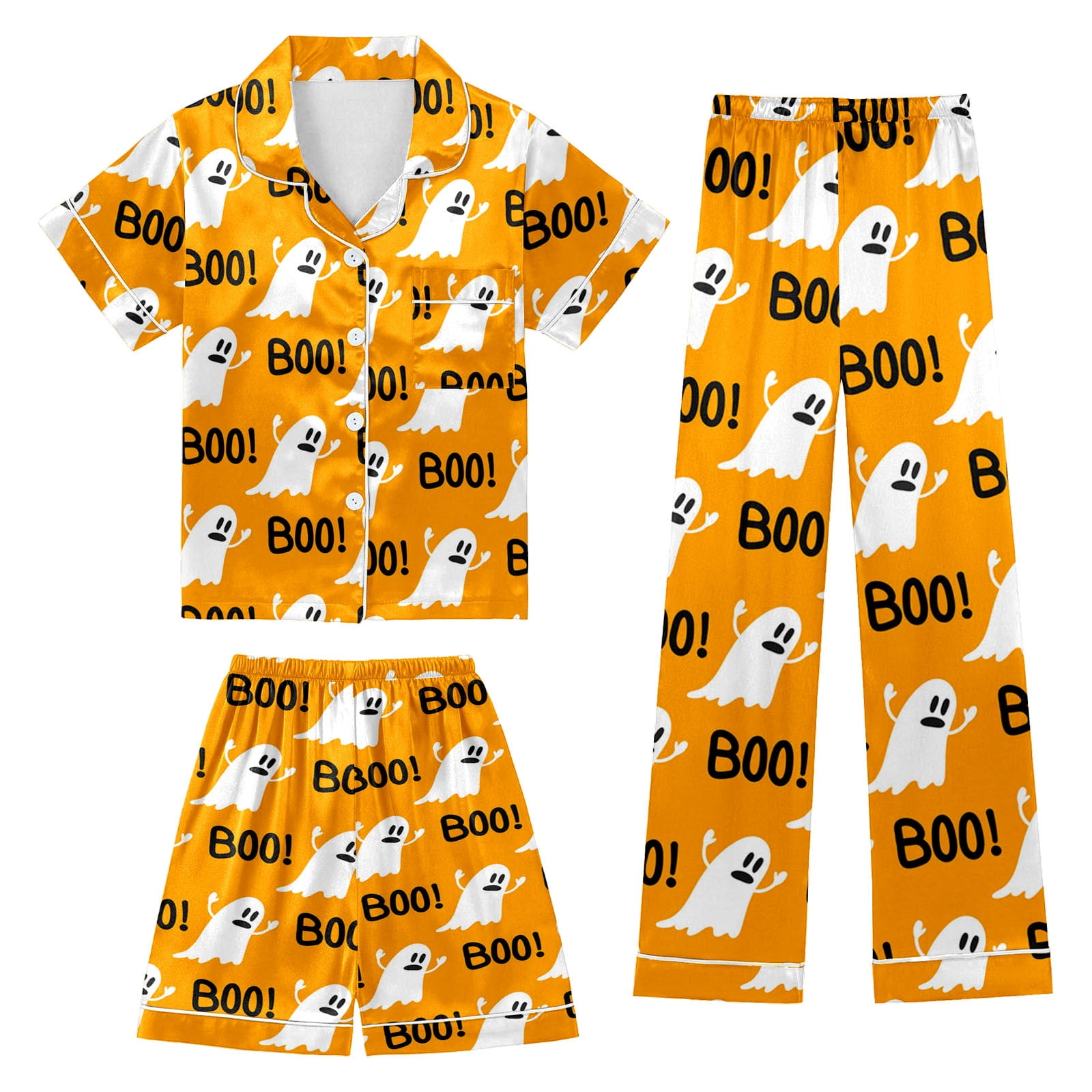 Weebloom Girl Halloween Pajamas Outfits Satin Silk Like 3 Piece Comfortable Homewear for Toddler ...