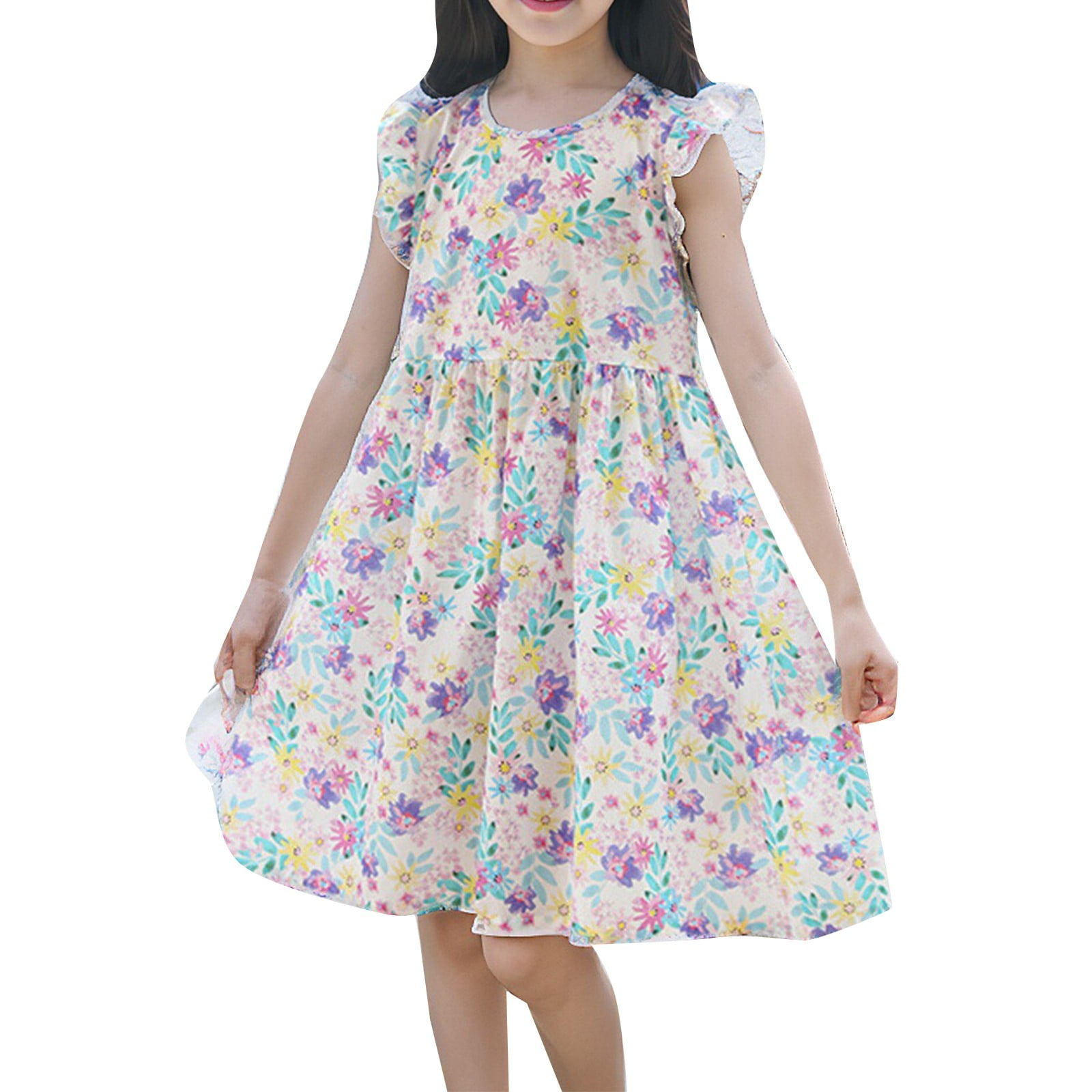 Weebloom Girls Graduation Dress,Children Casual Floral Beach 3-12Years ...