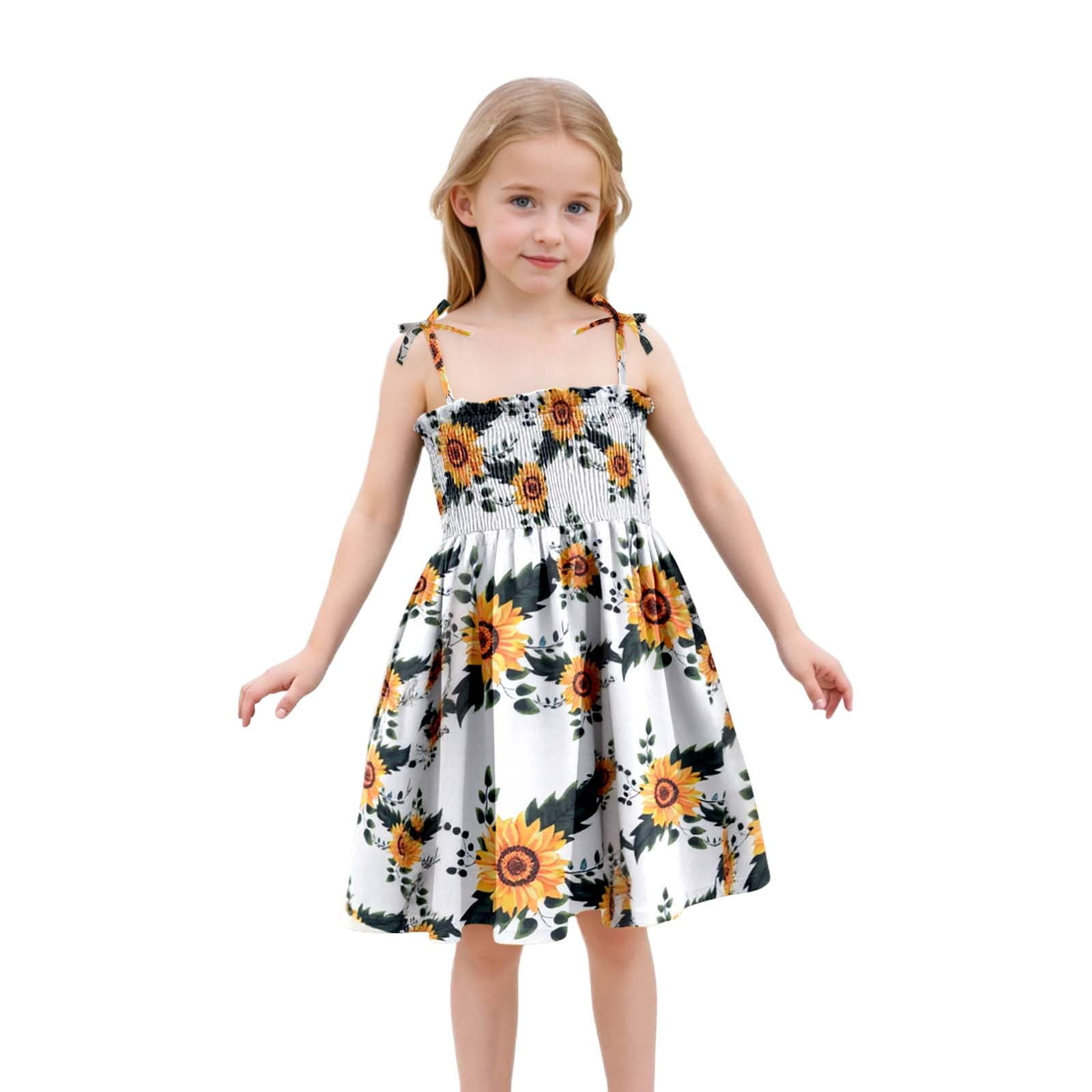 Weebloom Girls Graduation Dress,Floral Print Strappy Lightweight With ...