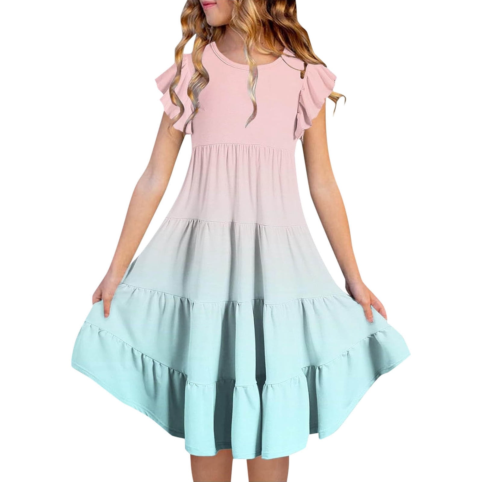 Weebloom Girls Graduation Dress,Gradient Casual Comfort 6-15 Years ...