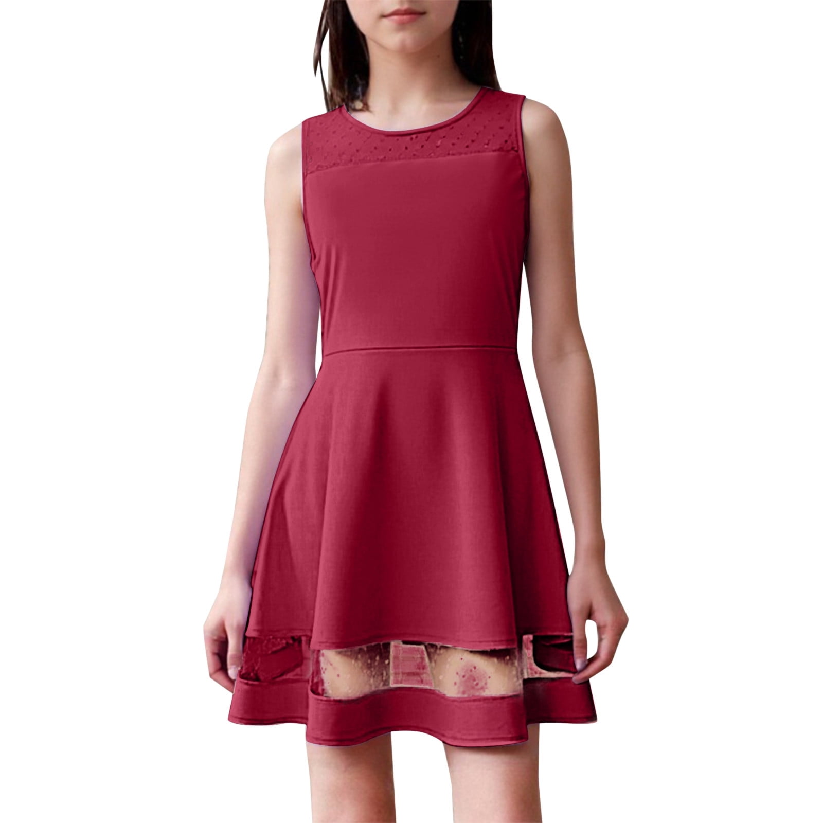 Weebloom Girls Graduation Dress,Pretty Solid Color Mesh Patchwork ...