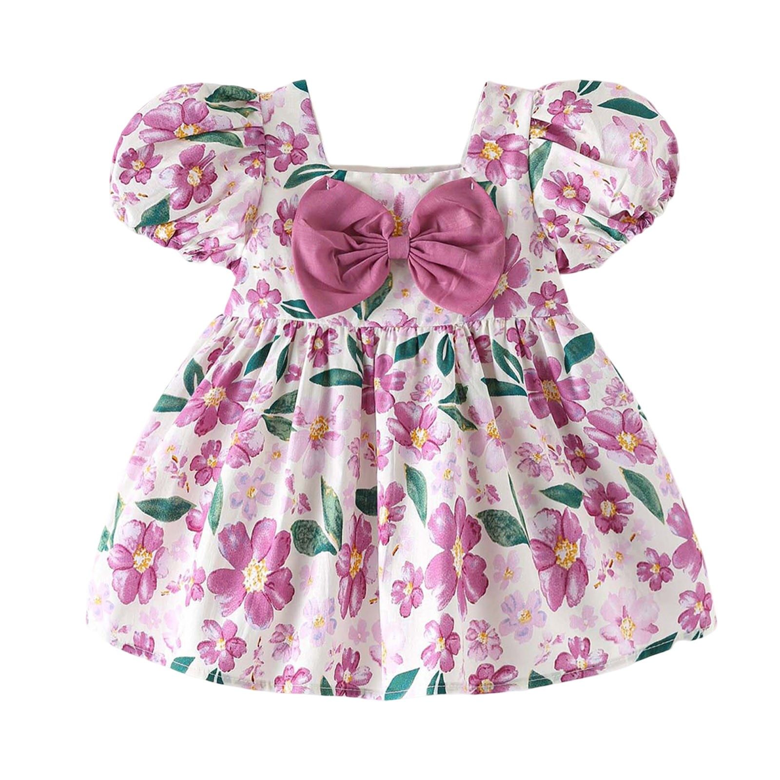 Weebloom Girls Graduation Dress,Print Princess With Ruffled Hem Casual ...
