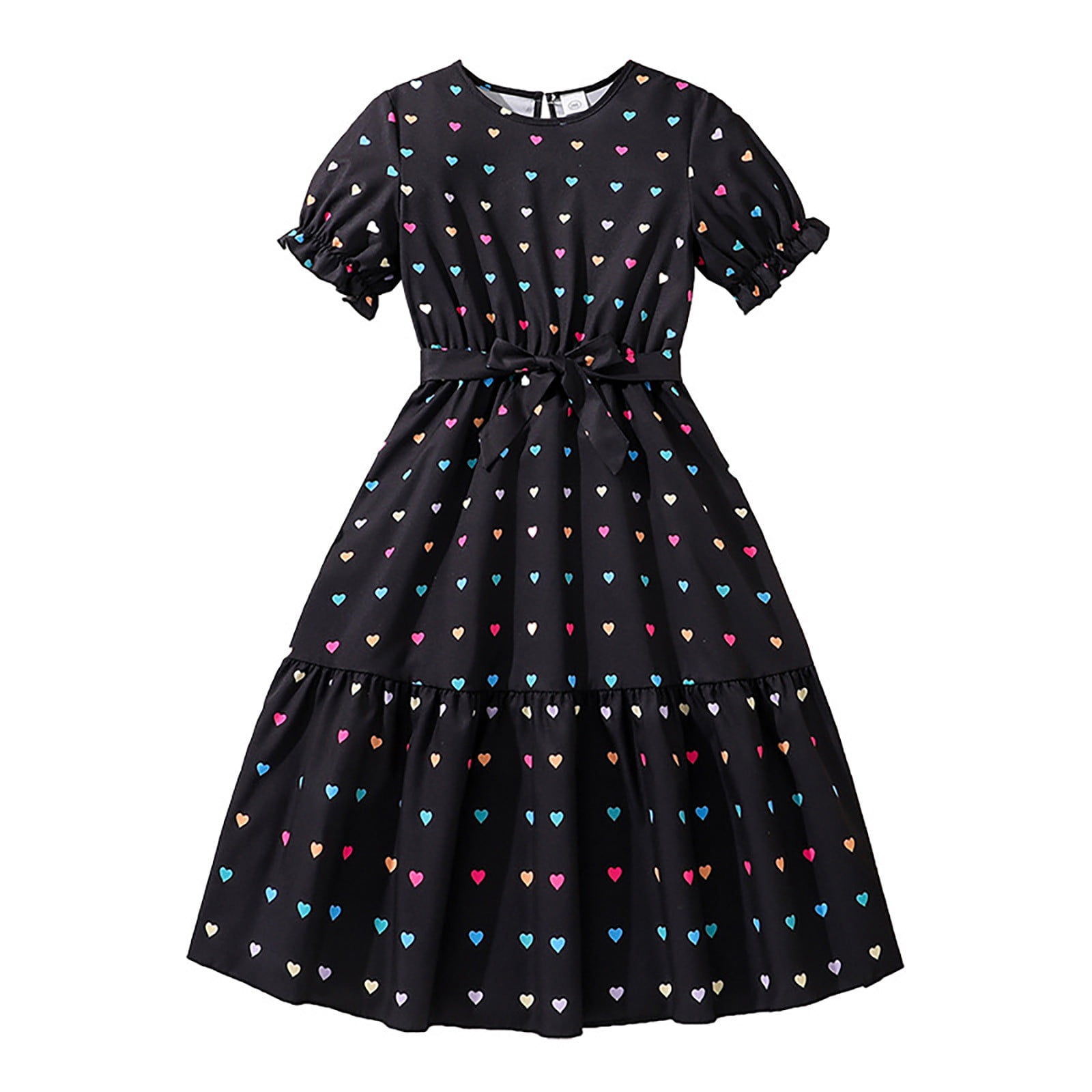 Weebloom Girls Graduation Dress,Trendy Short Sleeve Heart Print With ...