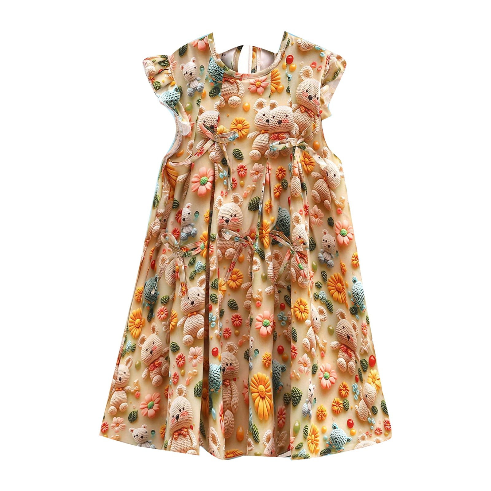 Weebloom Girls Hawaiian Dress,Floral Bohemian Style Ruffle Sleeves ...