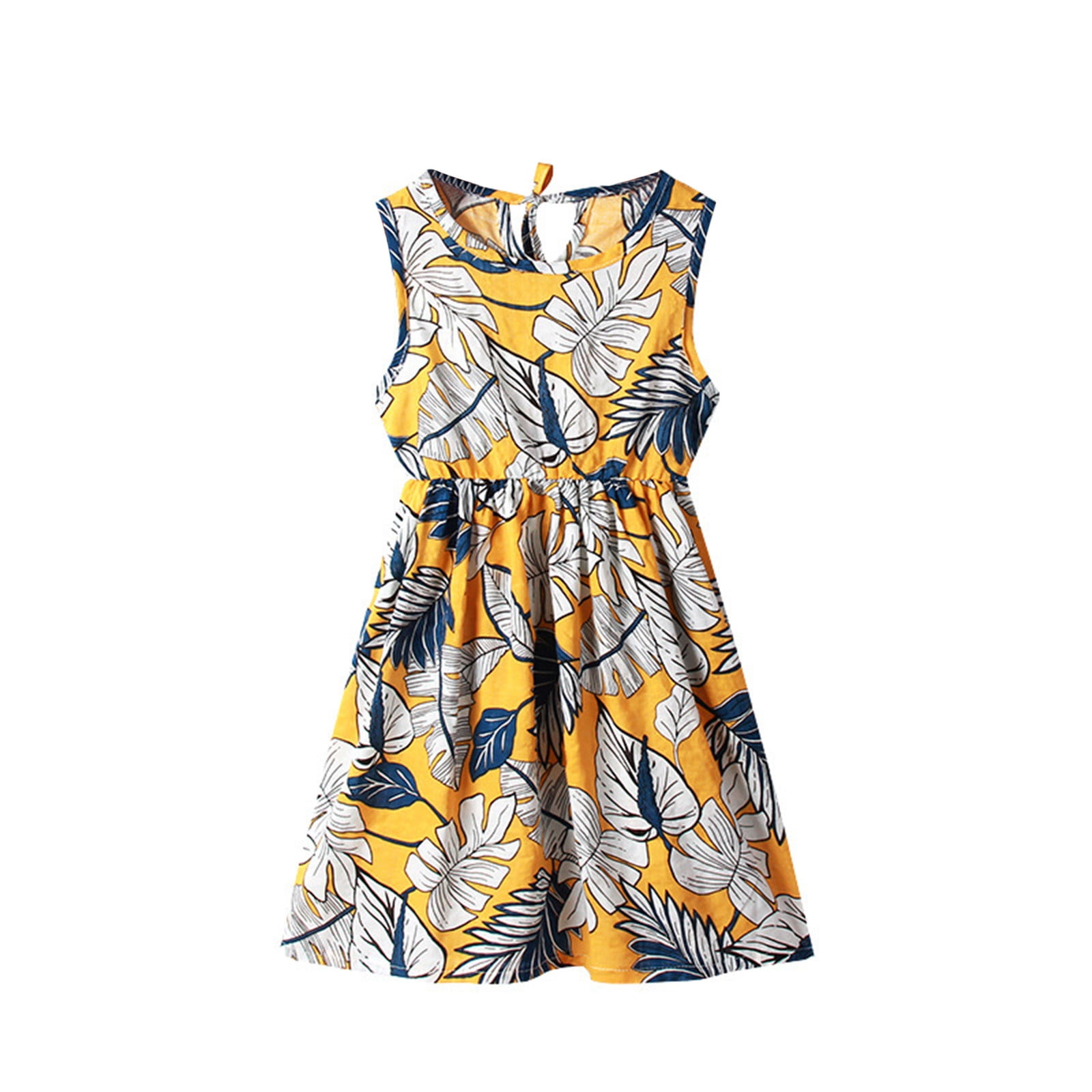 Weebloom Girls Hawaiian Dress,Kids Crew Neck Sleeveless Sun Casual ...