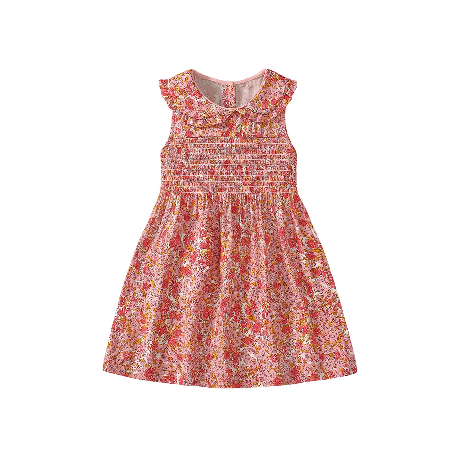 Weebloom Girls Hawaiian Dress,Lace Short Sleeve Tiered Swing Midi Dress ...
