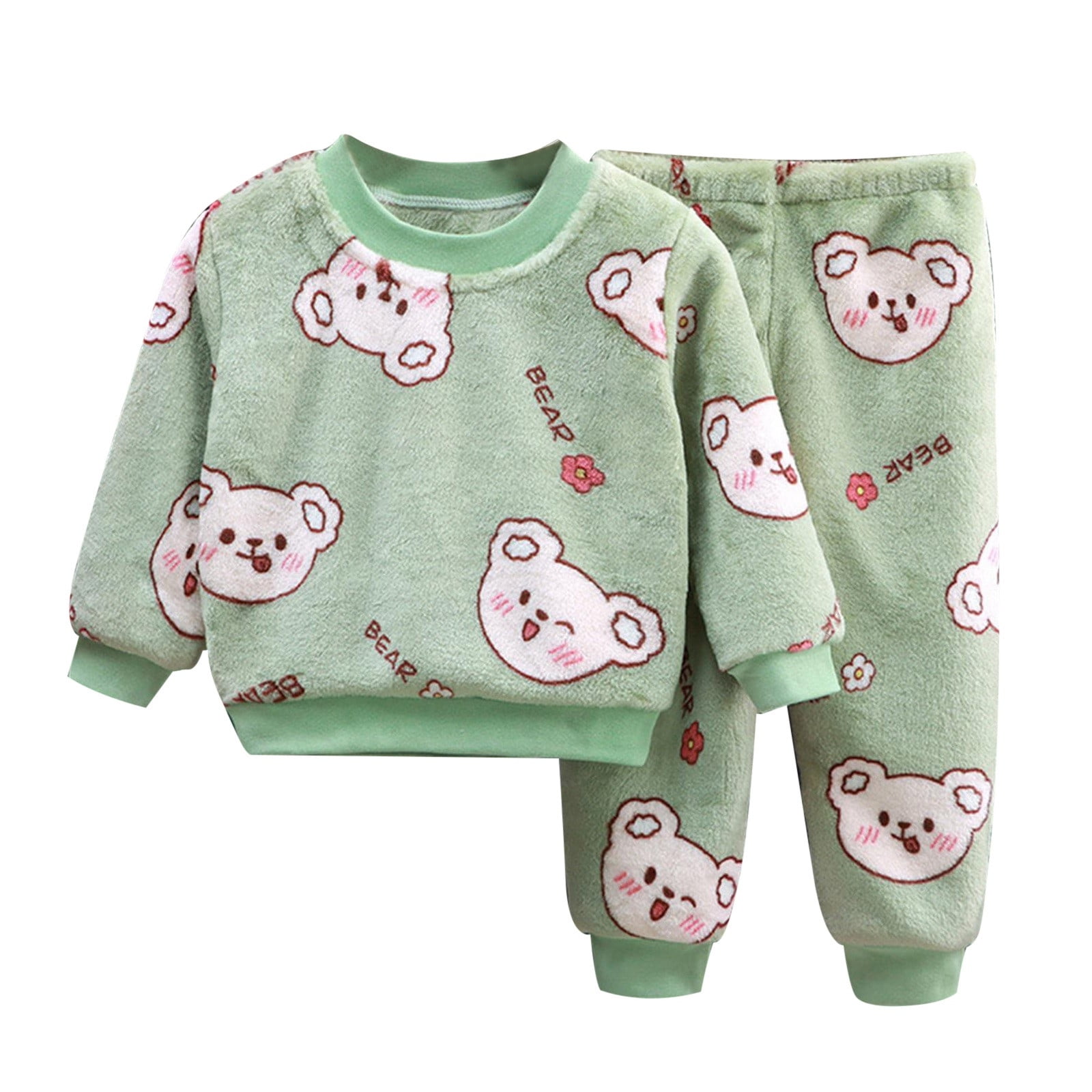 Weebloom Girls Pajamas Children Flannel Suit Baby Boys Cartoon Fluffy ...