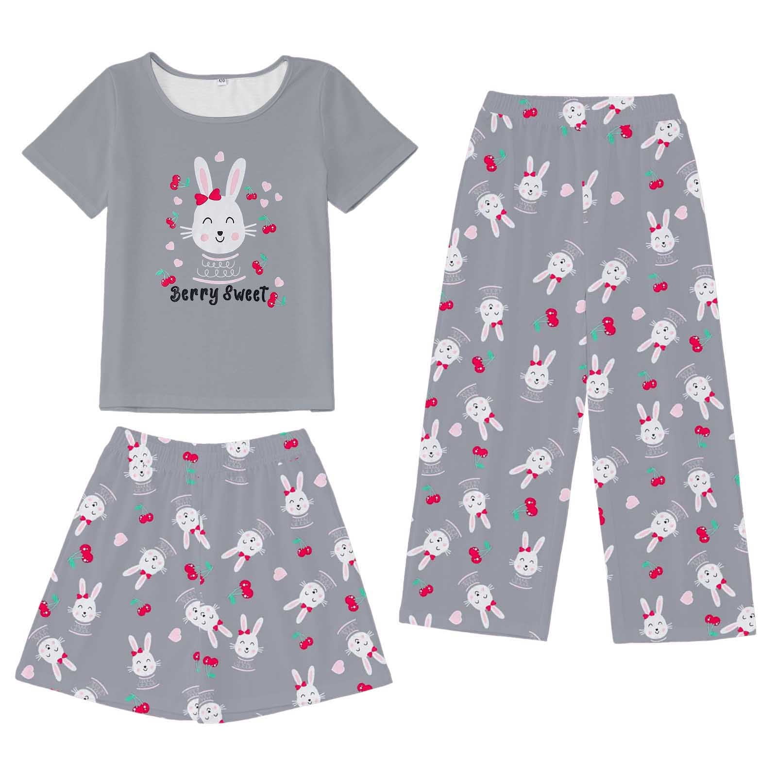 Weebloom Girls Pajamas Outfit Set Everyday Wear Short Sleeve Graphic ...