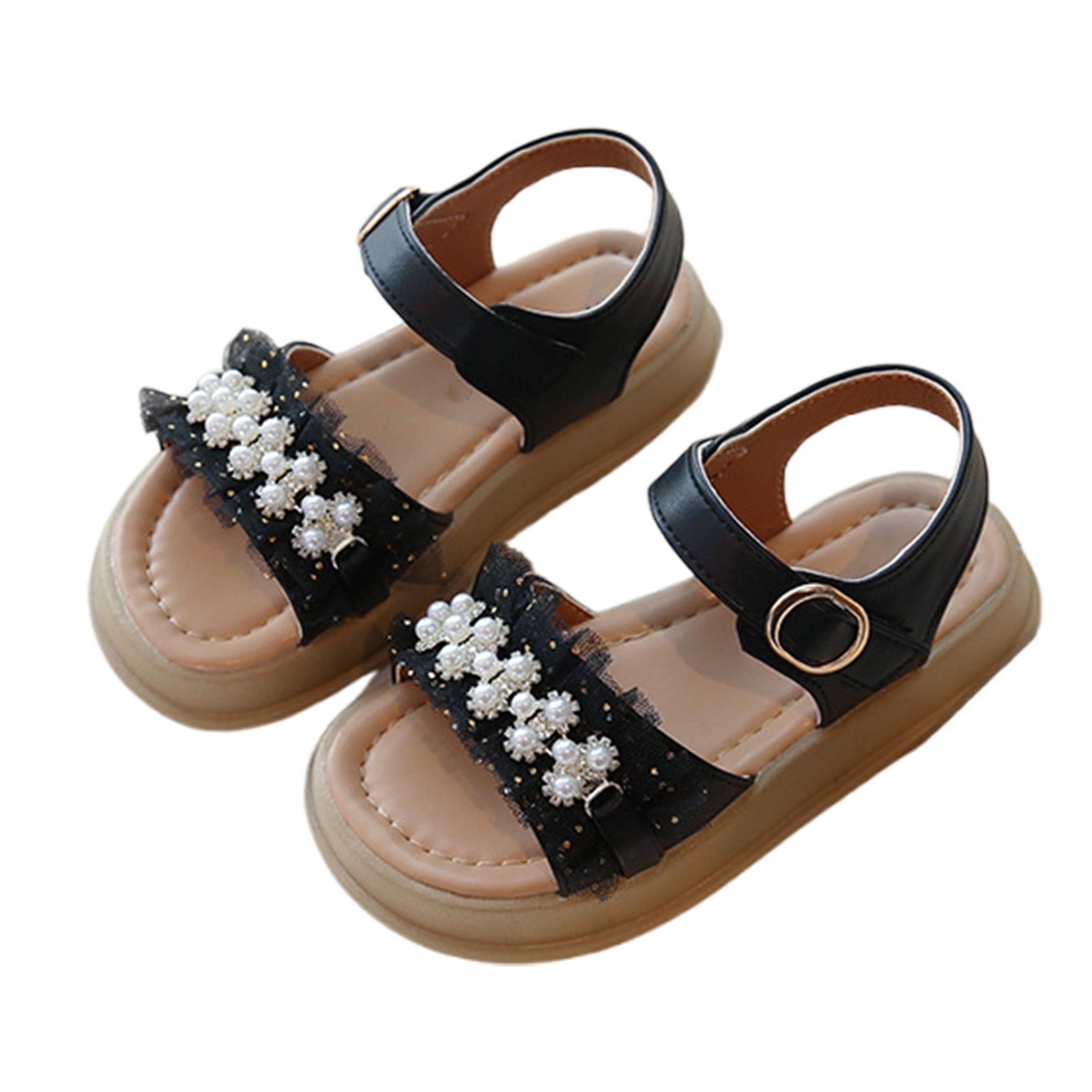 Weebloom Girls' Sandals,Summer 2025 Pearl Water Soft Bottom Children ...
