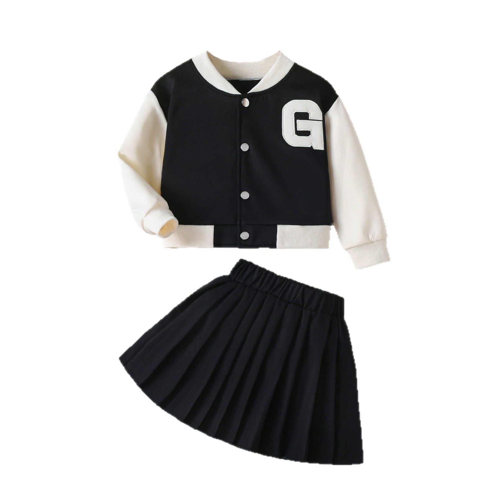 Weebloom Girls Spring Outfits Stylish 2 Piece Embroidered Letter Snap ...