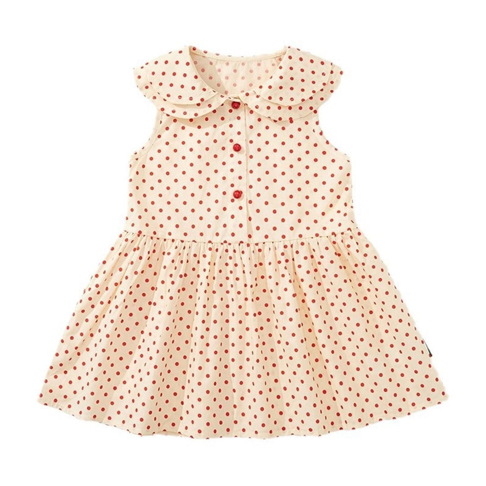 Weebloom Girls Summer Dress,Casual Polka Dot Kids 3-8 Years Play Outfit ...