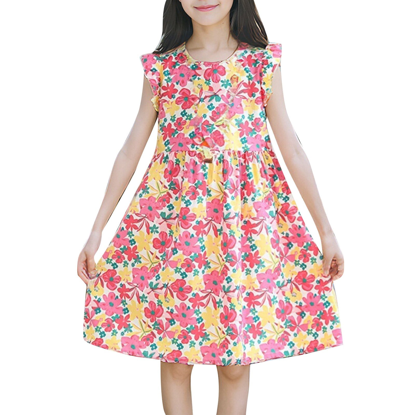 Weebloom Girls Summer Dress,Children Casual Floral Beach 3-12Years Old ...