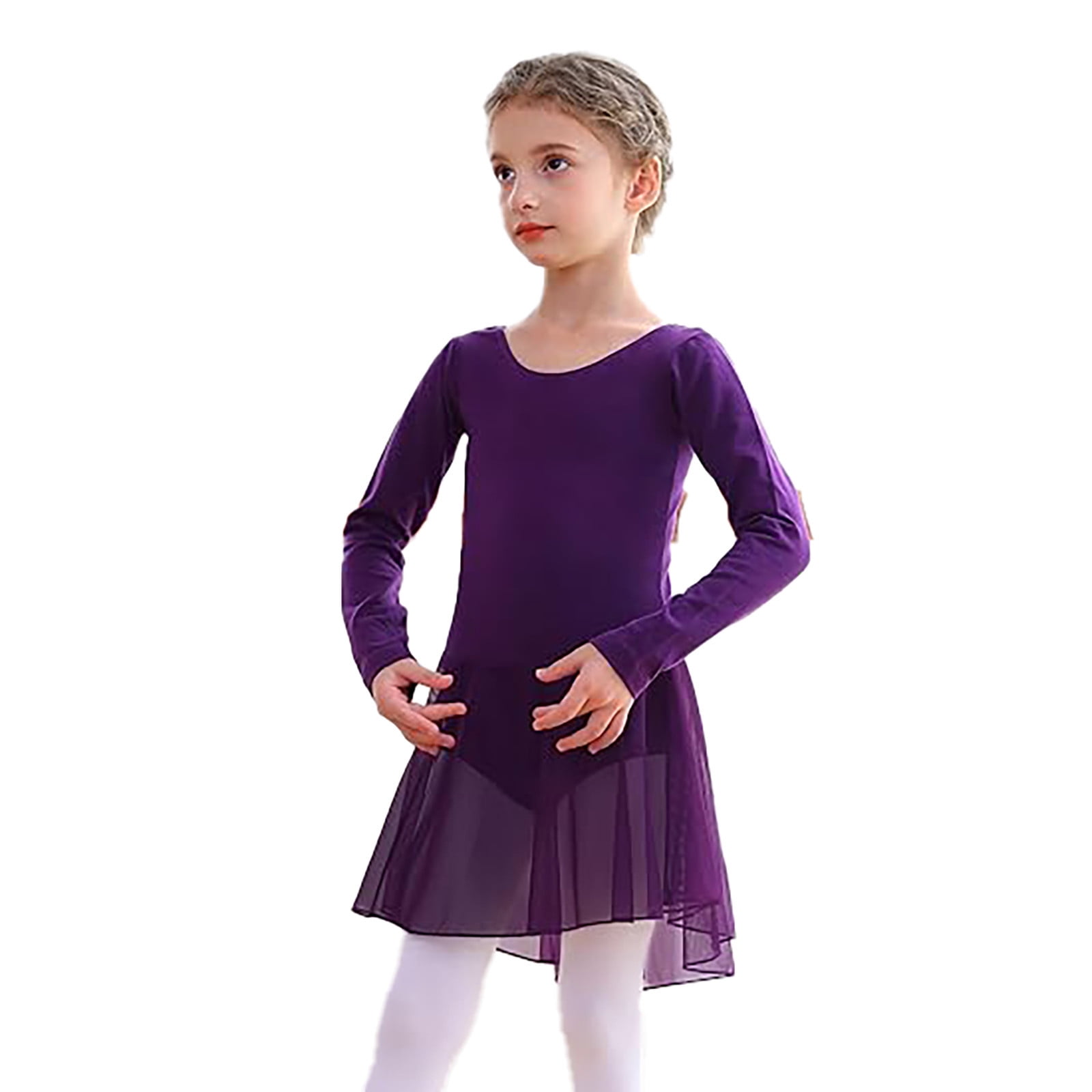 Weebloom Girls Summer Dress,Long Sleeve Ballet Dance Leotard Tutu ...