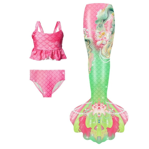 Weebloom Girls Swimsuits Bikini Princess Fish Set Bathing Suit Girl ...