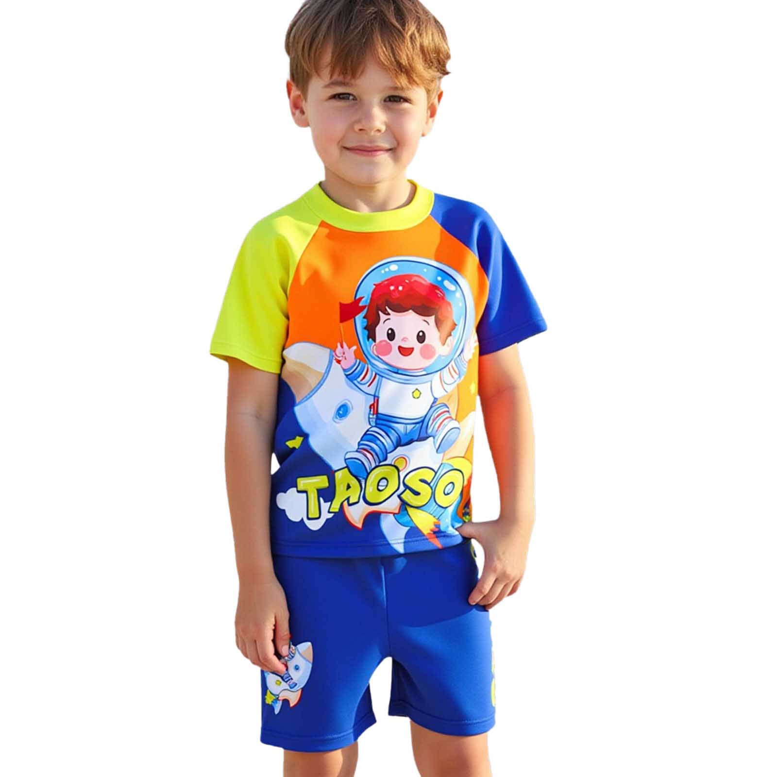 Weebloom Kids Boy Swimsuits Summer Girls Short Sleeve Cartoon Prints ...