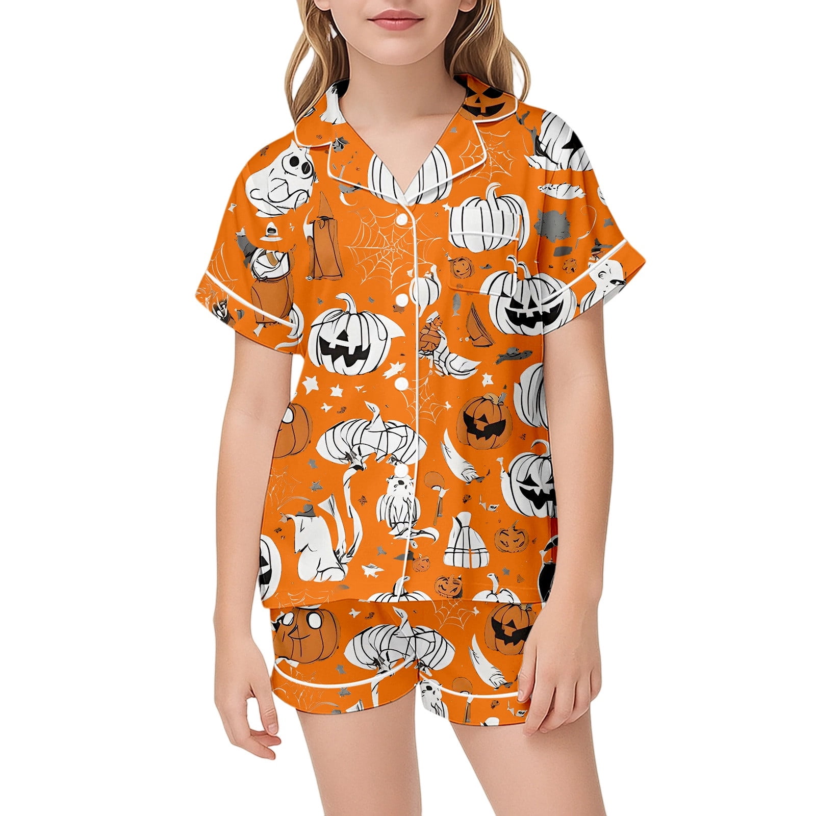 Weebloom Kids Halloween Pajamas Girls Soft Hallowmas Printed Silk Like ...