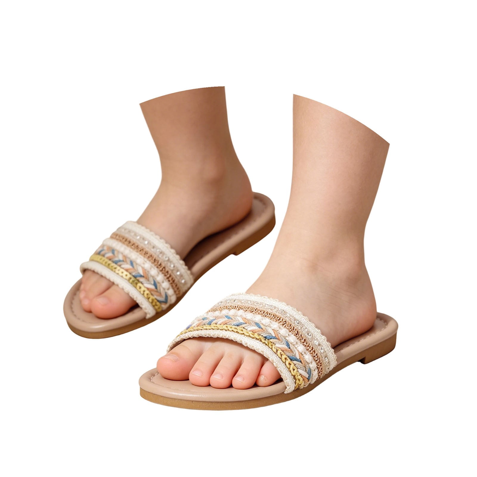 Weebloom Little Girl Sandals Sandals Fashionable Flat Footbed Slip-On ...