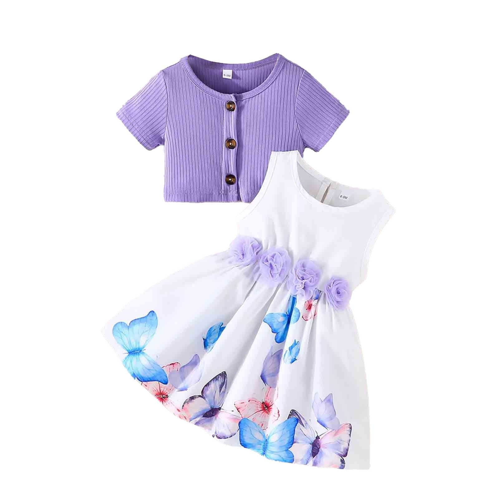 Weebloom Little Girls Dresses,Solid Knit Cardigan 3D Floral Set Cute Casual Outfit Cotton Blend ...