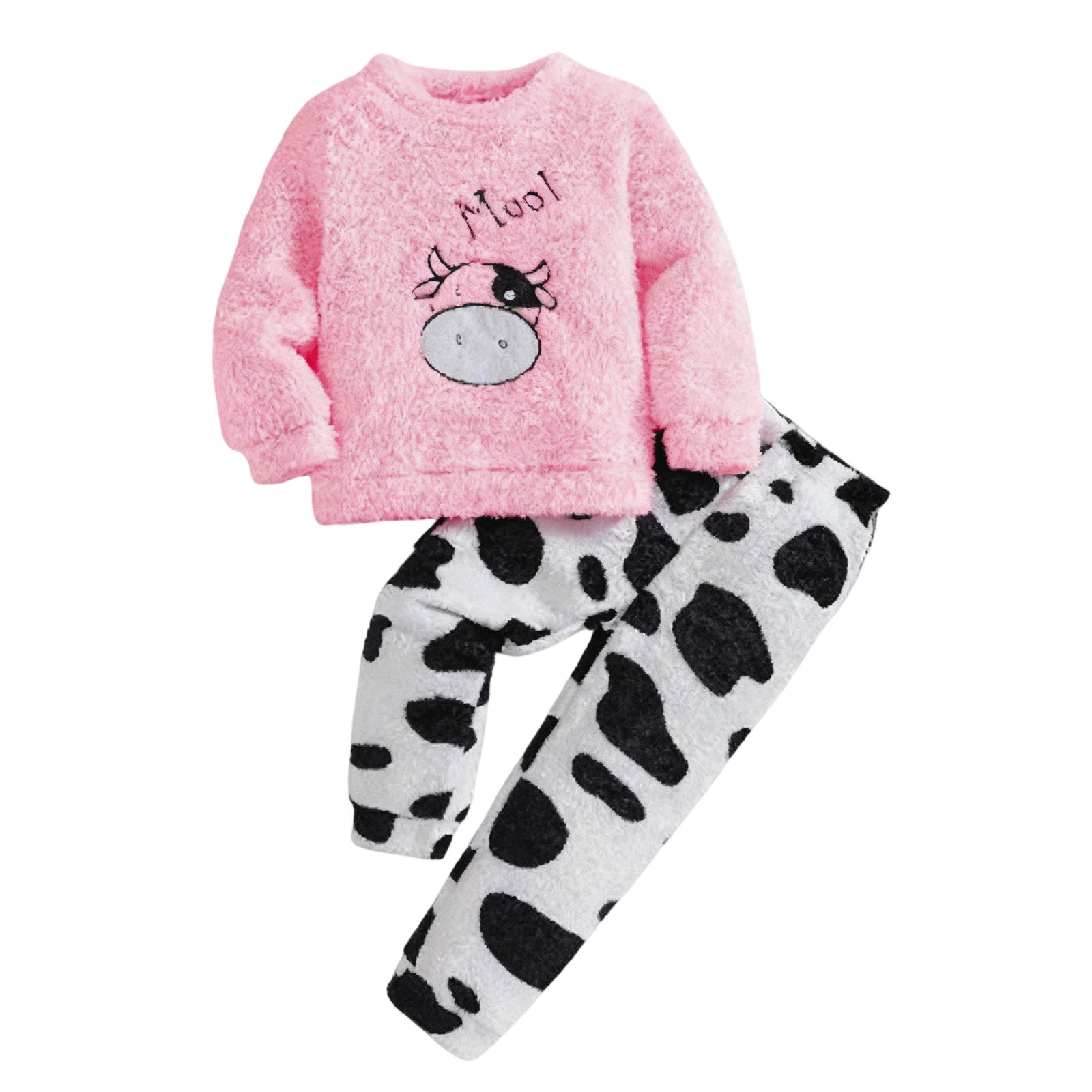 Weebloom Outfits for Girls Adorable Cow Print Embroidered Long Sleeve ...