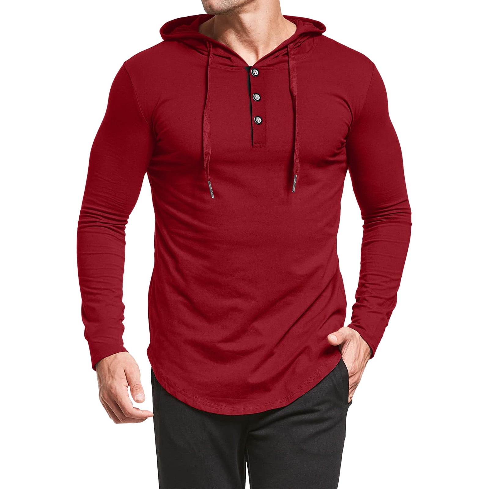 Weebloom Sweatshirts for Men Pure Color Lightweight Sweat Absorption ...
