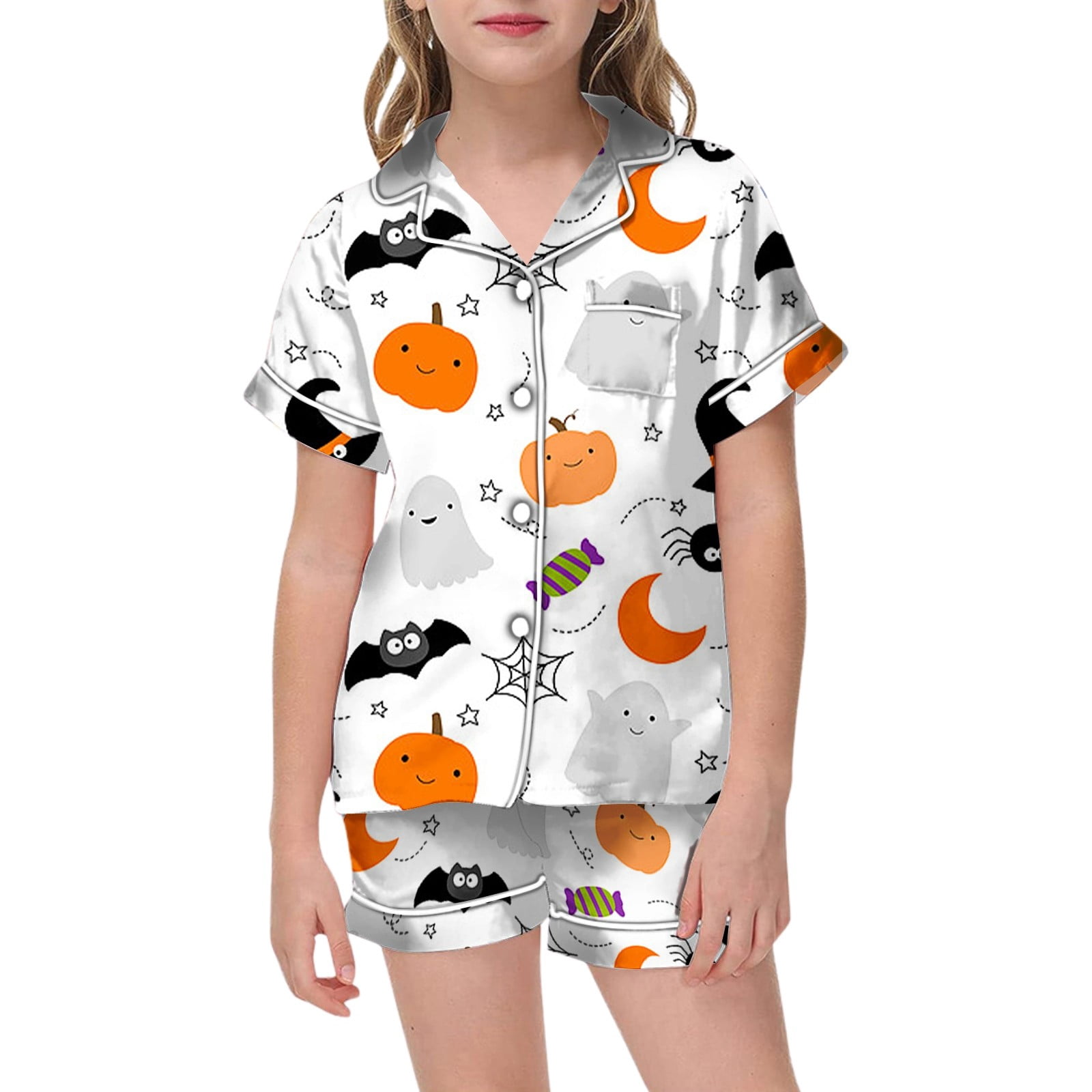 Weebloom Toddler Girl Halloween Pajamas Cute Bat Pumpkin Print Outfit ...