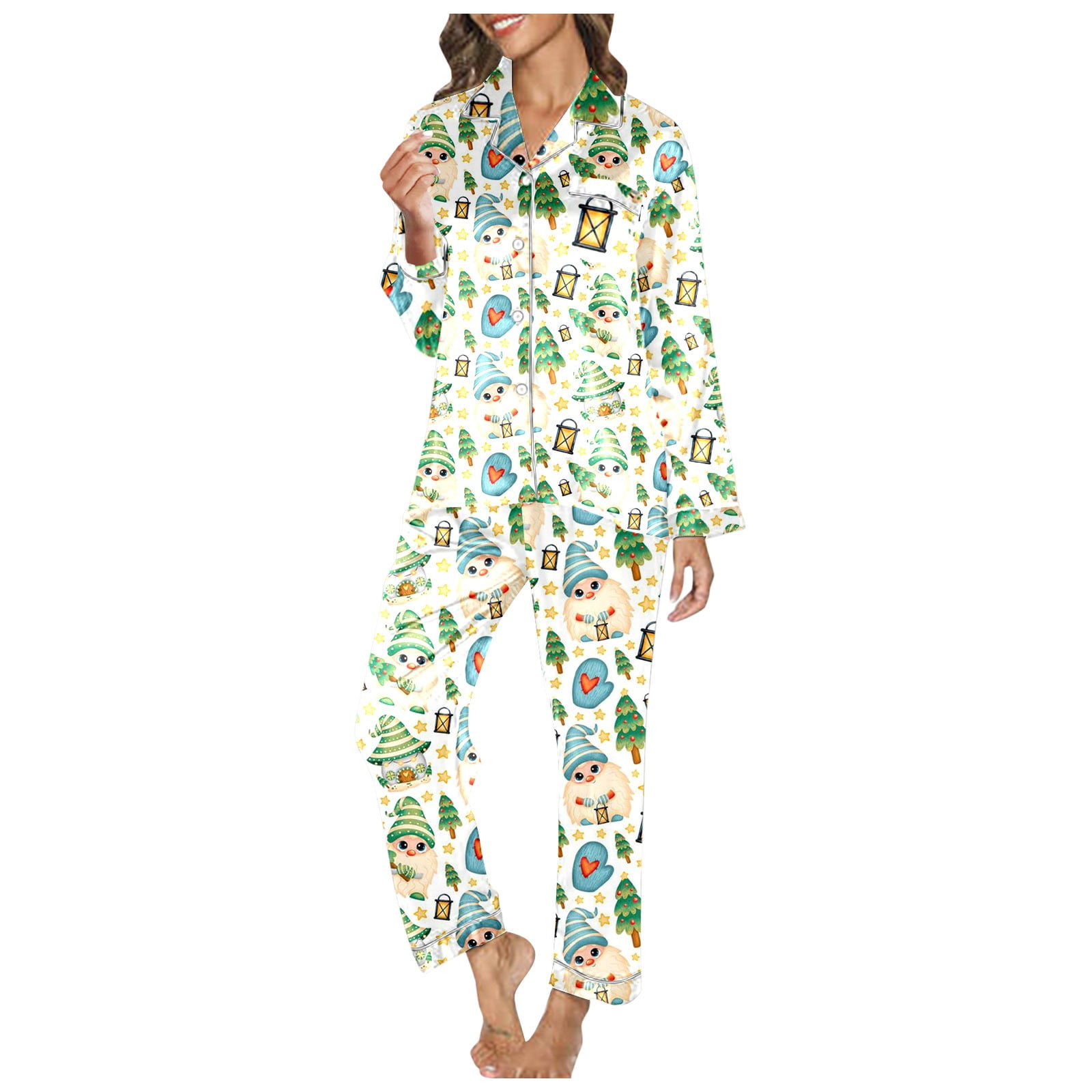 Weebloom Women Christmas Pajamas Winter Prints Long Pants Sets Soft ...