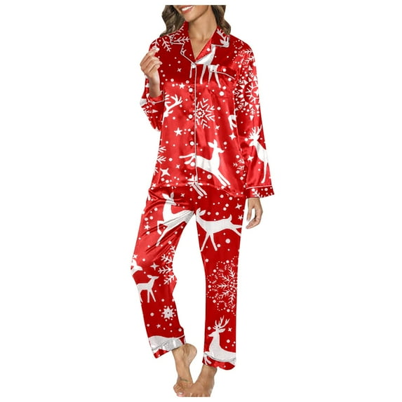 Weebloom Women Christmas Pajamas Winter Prints Long Pants Sets Soft ...