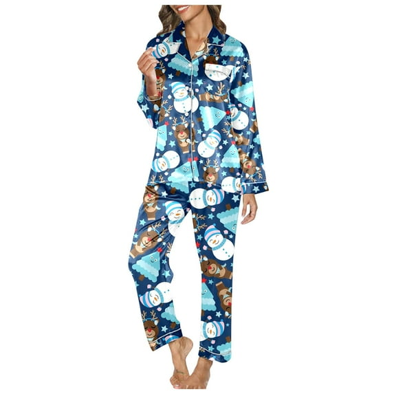 Weebloom Women's Christmas Pajamas Winter Prints Long Pants Sets Soft ...
