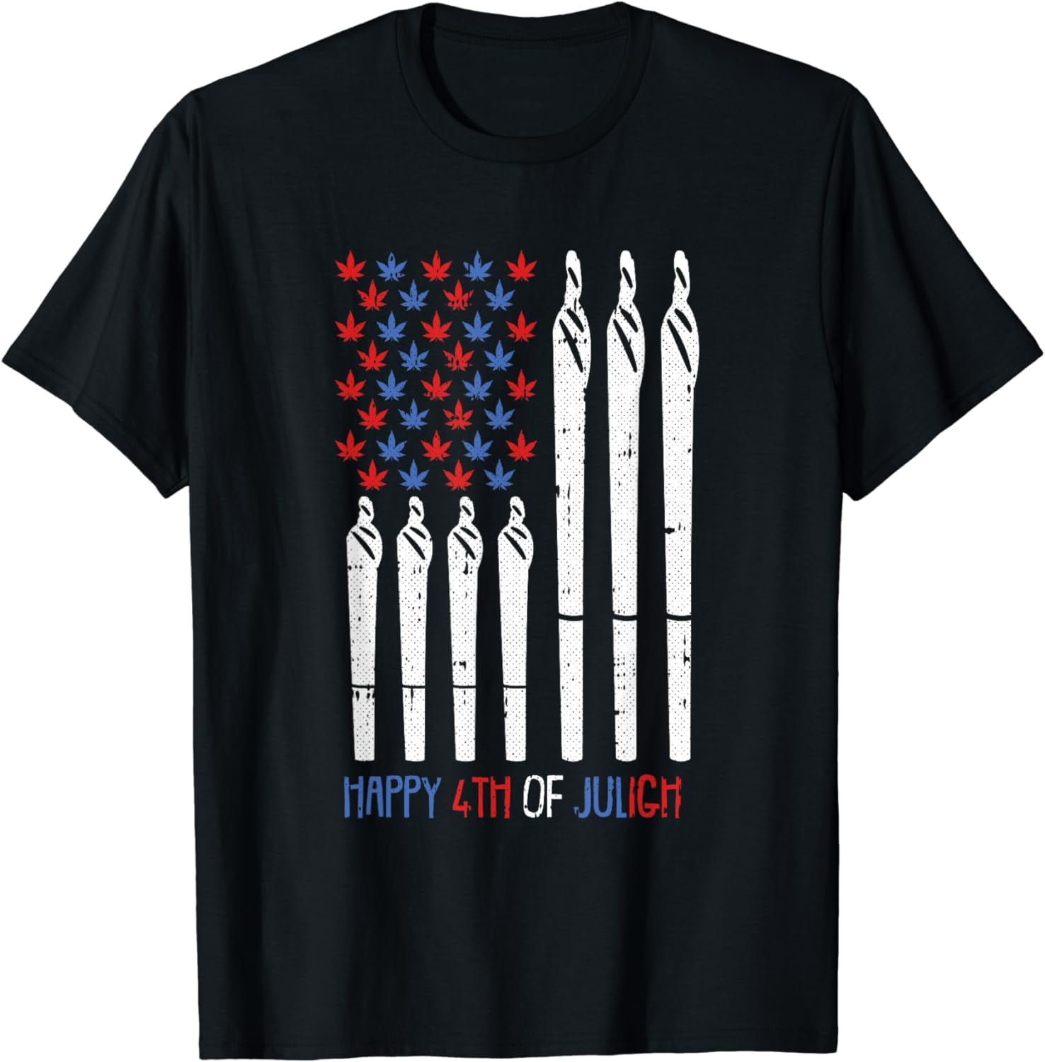 Weed American Flag 4th Of July Funny Marijuana Joint Stoner T-Shirt ...