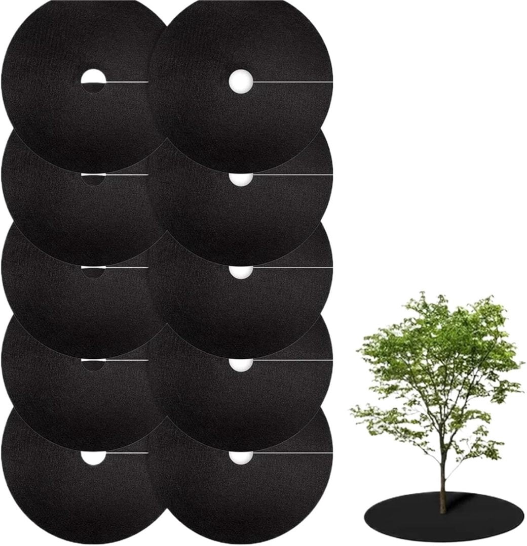 Weed Barrier Fabric 20PCS Non-Woven Tree Mulch Ring Degradable Tree ...