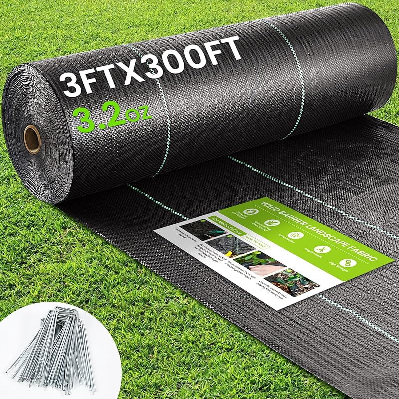 Weed Barrier Fabric, 6x300ft Landscape Fabric, 3.2oz Heavy Duty Durable ...