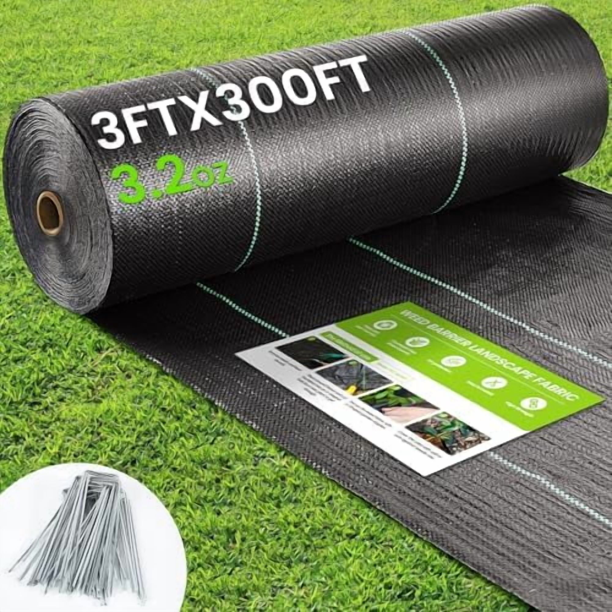 Weed Barrier Landscape Fabric, 3 x 300FT 3.2 OZ Heavy Duty Weed Blocker ...