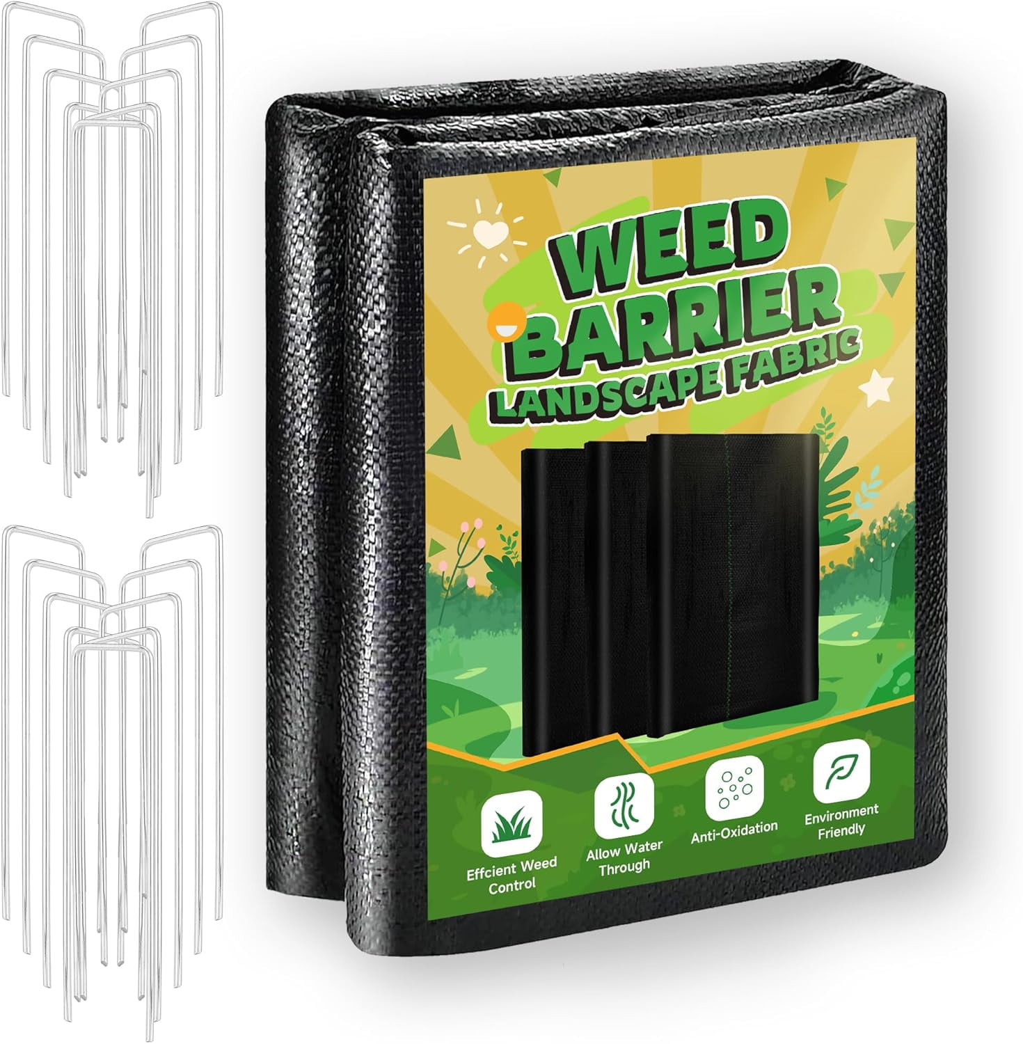 Weed Barrier Landscape Fabric Heavy Duty, 3.2oz Premium Gardening Weed ...