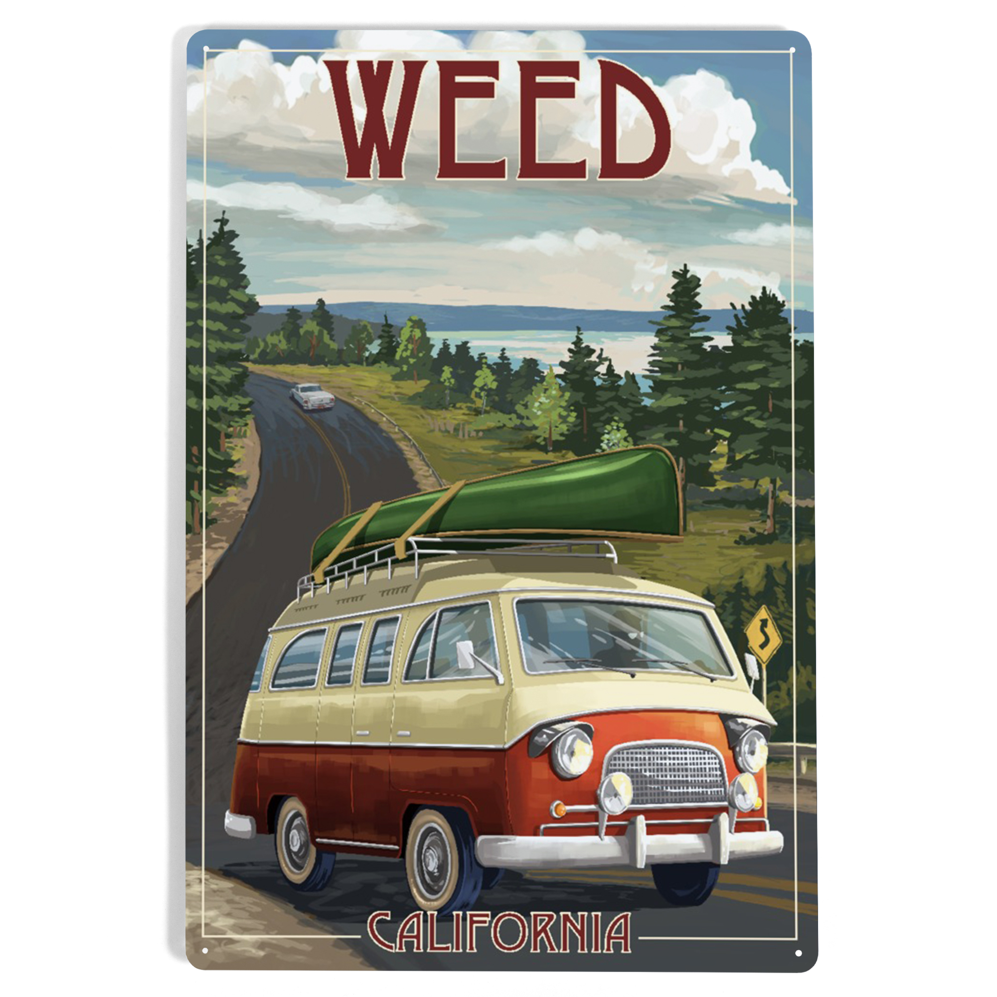 Weed, California, Camper Van (12x18 Aluminum Art, Indoor Outdoor Metal ...