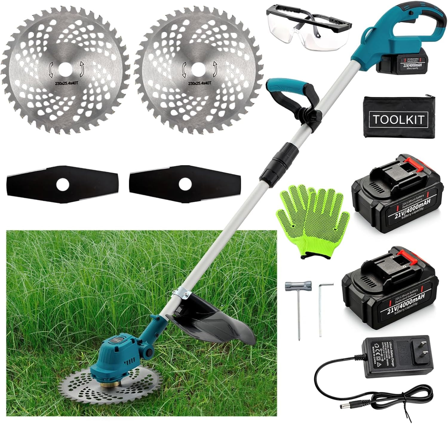 Weed Eater, String Trimmer, Electric Weed Eater with 2PCS 21V 4.0Ah ...