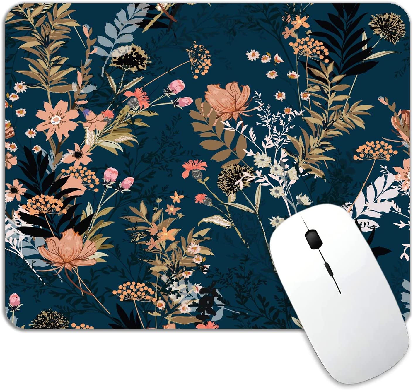 Weed Floral Mouse Pad, Watercolor Wildflowers Mousepad with Waterproof ...