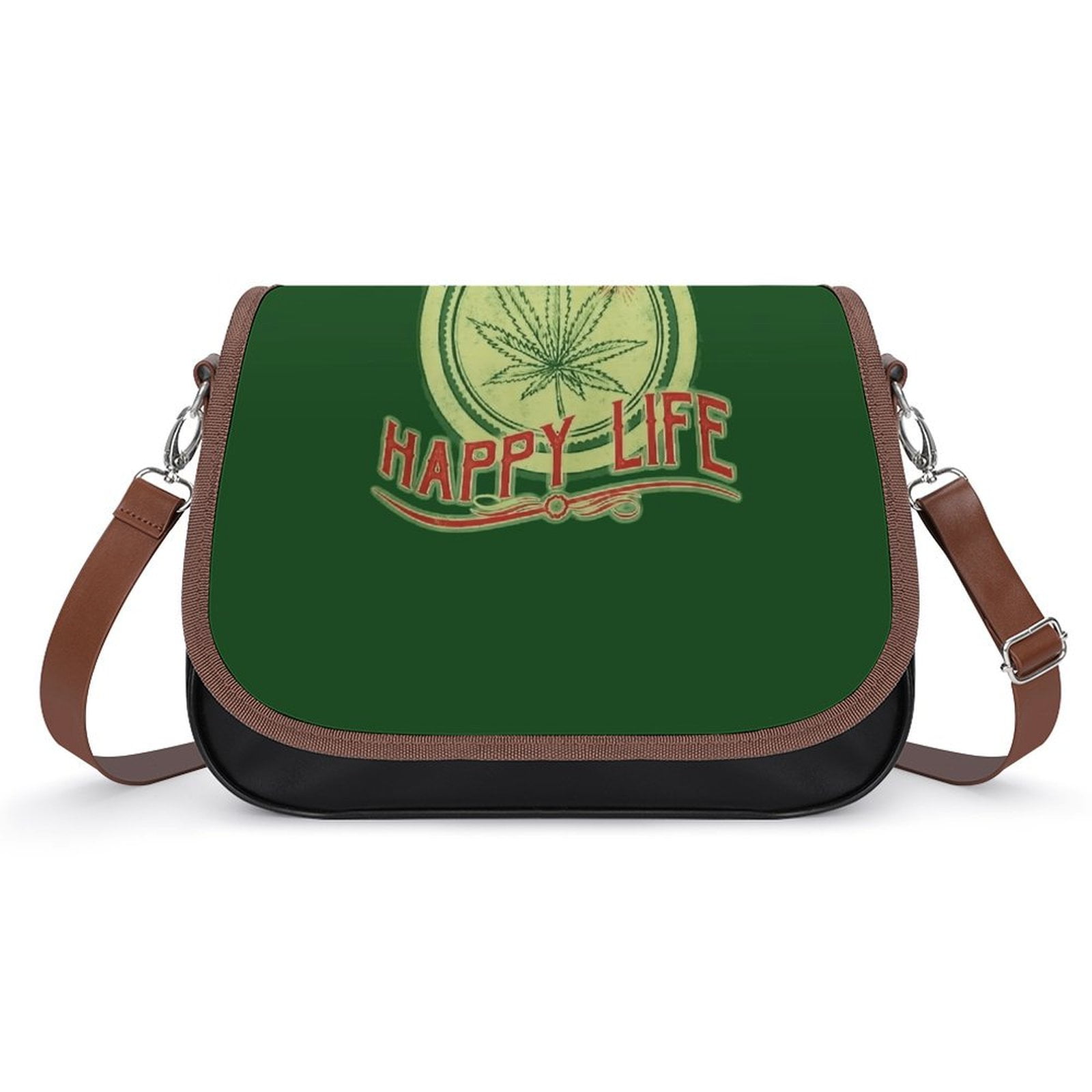 Weed / Ganja / Happy Life Pu Leather Shoulder Bag Essential For Daily ...