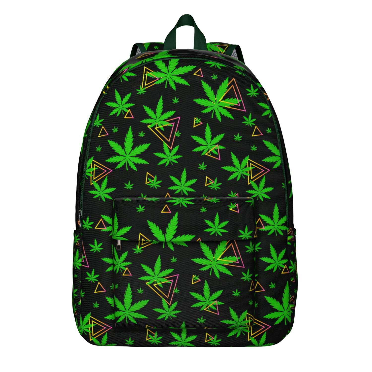 Weed Leaf Backpack, Hemp Leaf School Bag with Tie Dye Weed Design, Neon ...