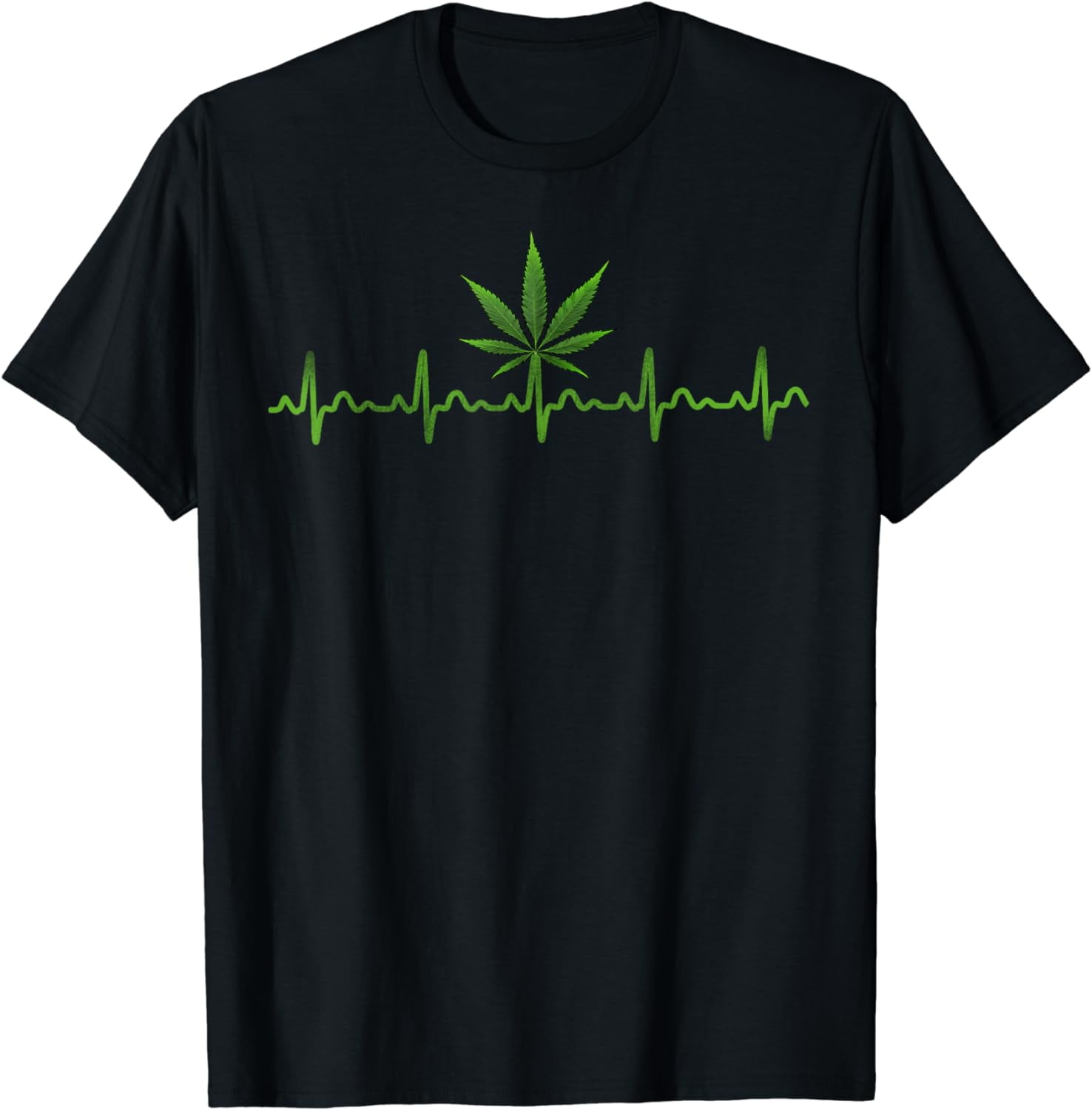 Weed Leaf Heartbeat Marijuana Leaf Cannabis Heartbeat 420 T-Shirt ...