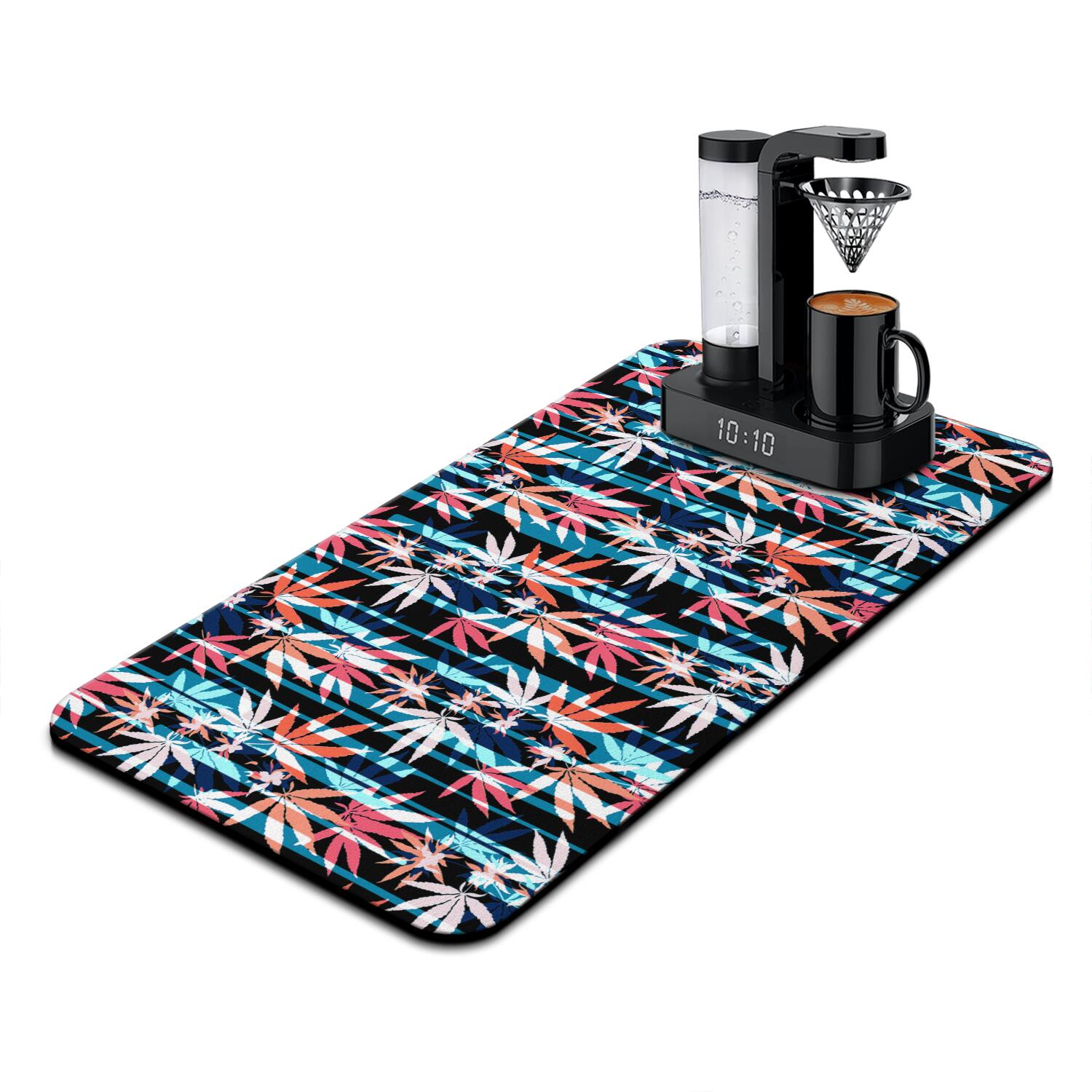 Weed Leaf Kitchen Mat, Super Absorbent Marijuana Leaf Dish Drying Pad ...