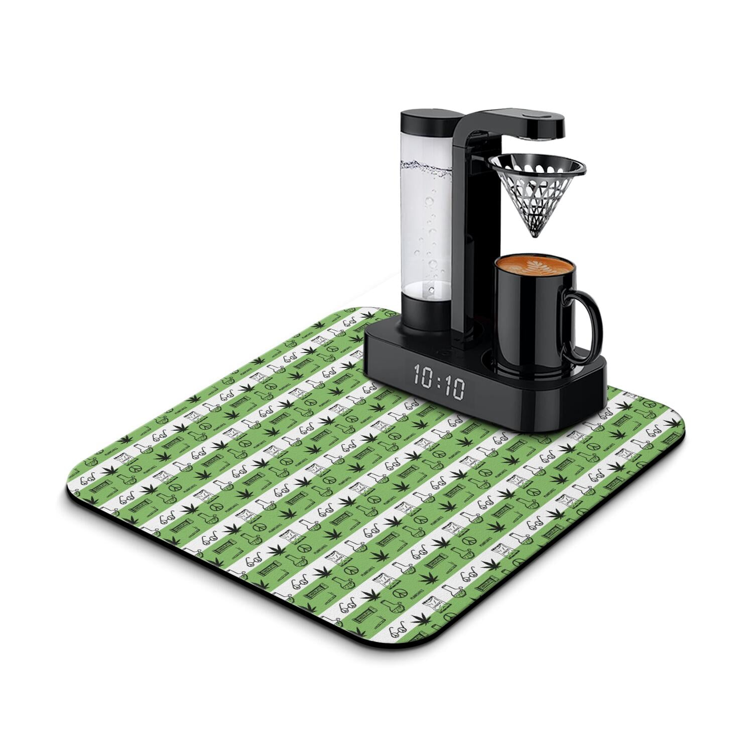Weed Leaf Kitchen Mat, Super Absorbent Marijuana Leaf Dish Drying Pad ...