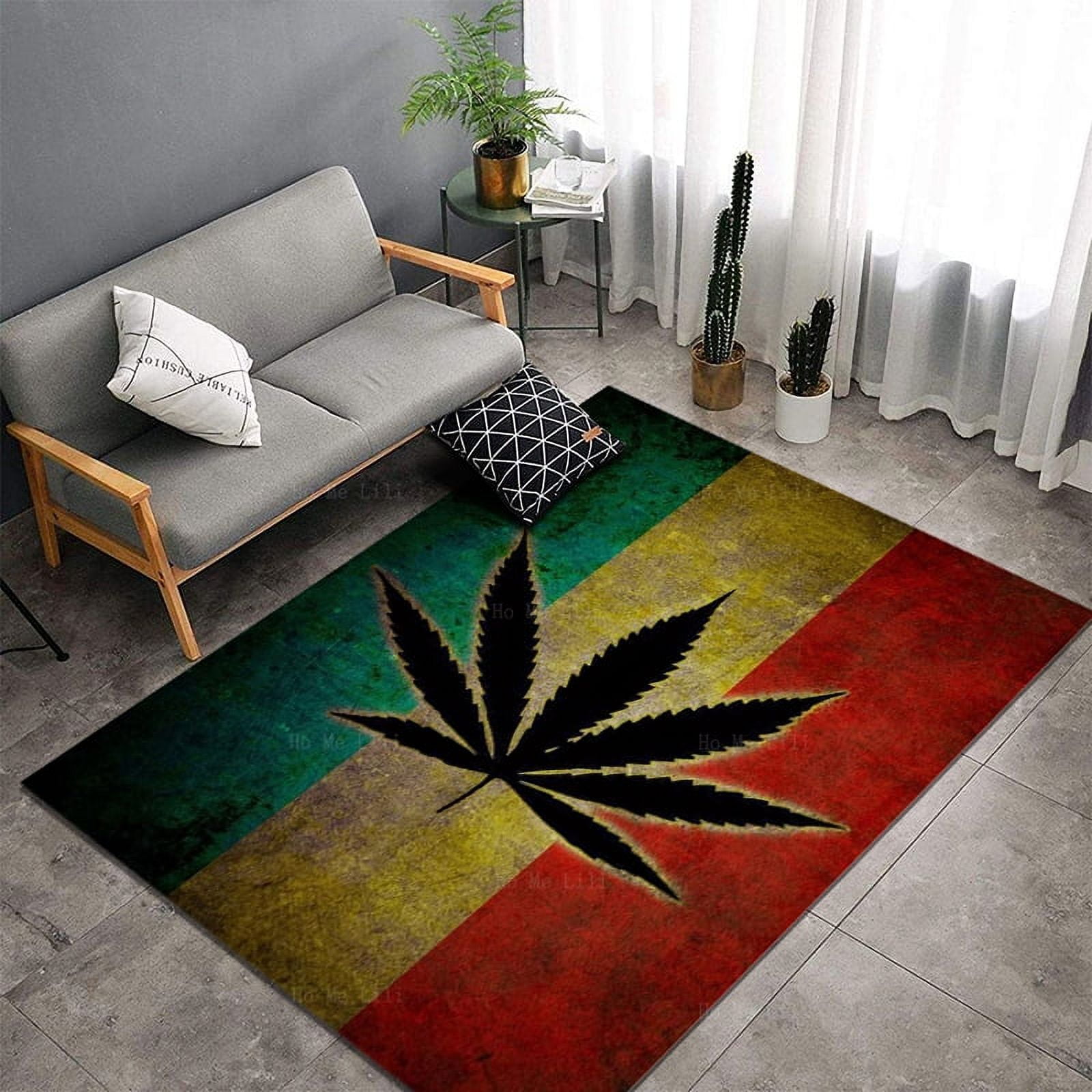 Weed Leaf Tattoo On Rastafarian Flag Red Yellow And Green Background ...